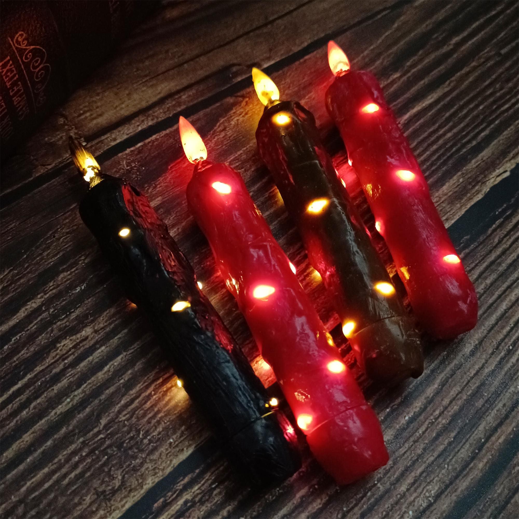 6.5 Inch Taper Primitive Candles With Timer,flameless Led Taper Candles ...