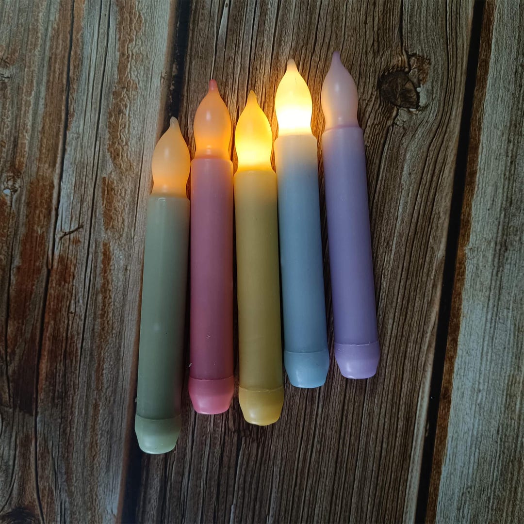 Colorful Flameless LED Taper Candles, Colorful Dopamine Candles ...