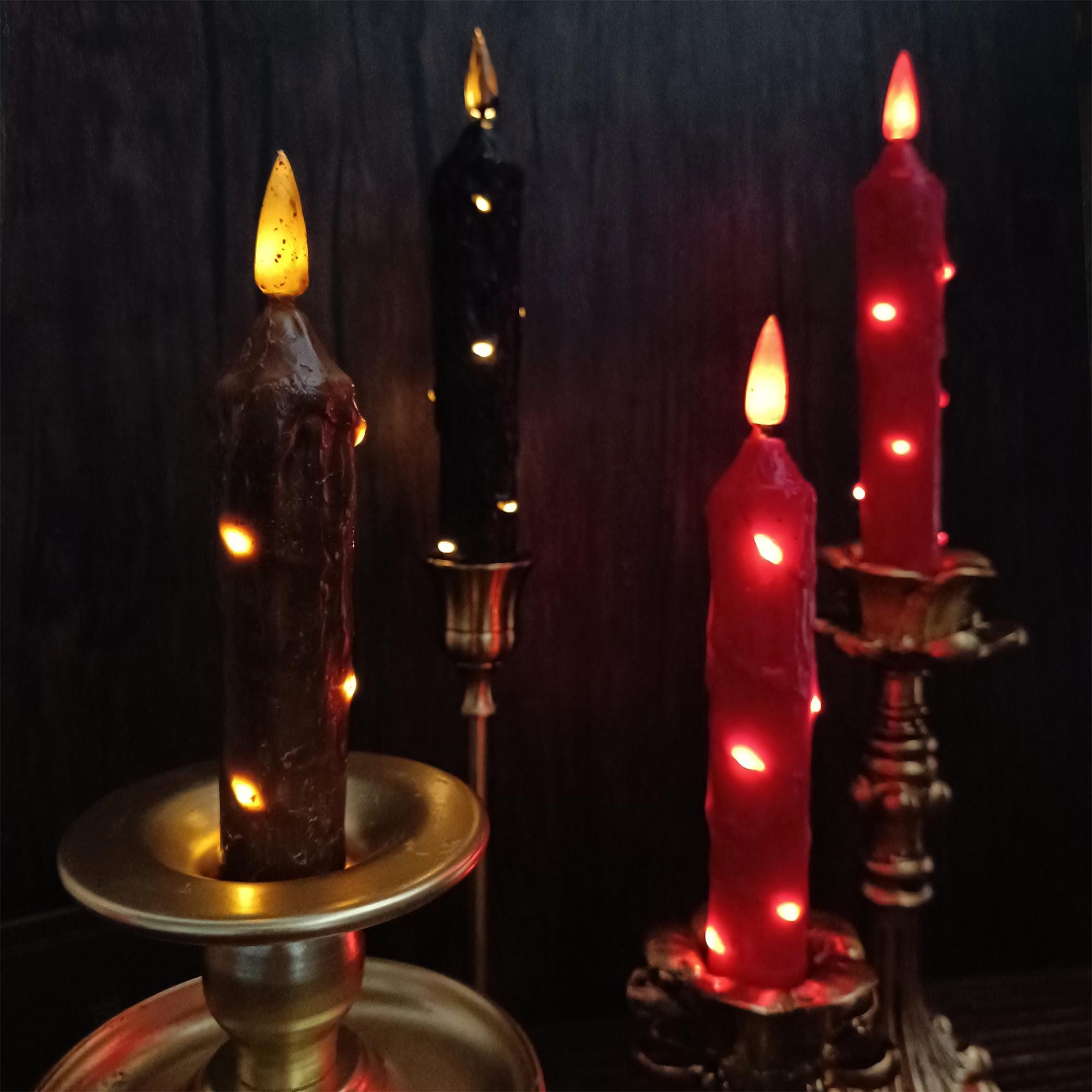 6.5 Inch Taper Primitive Candles With Timer,flameless Led Taper Candles ...