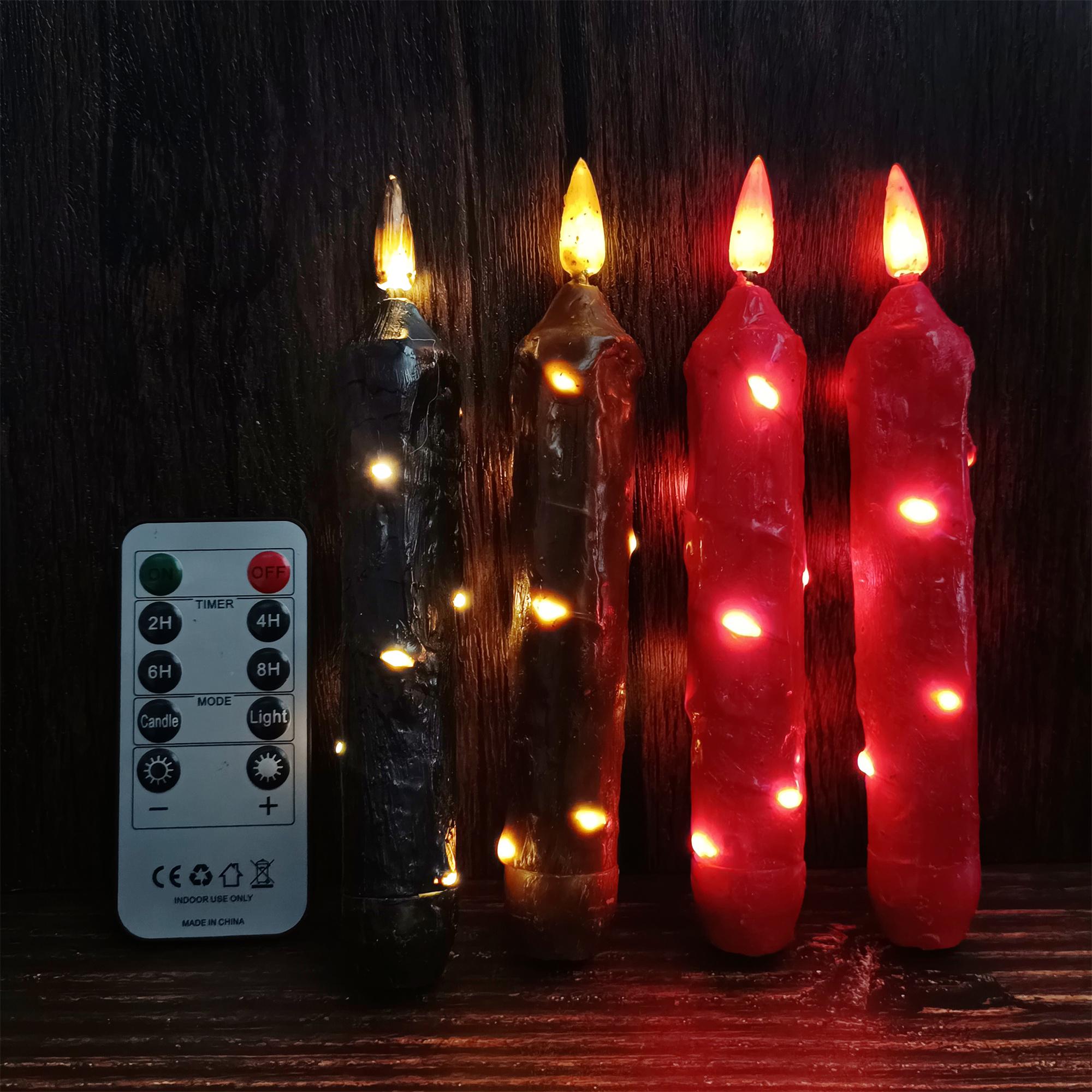 6.5 Inch Taper Primitive Candles With Timer,flameless Led Taper Candles ...