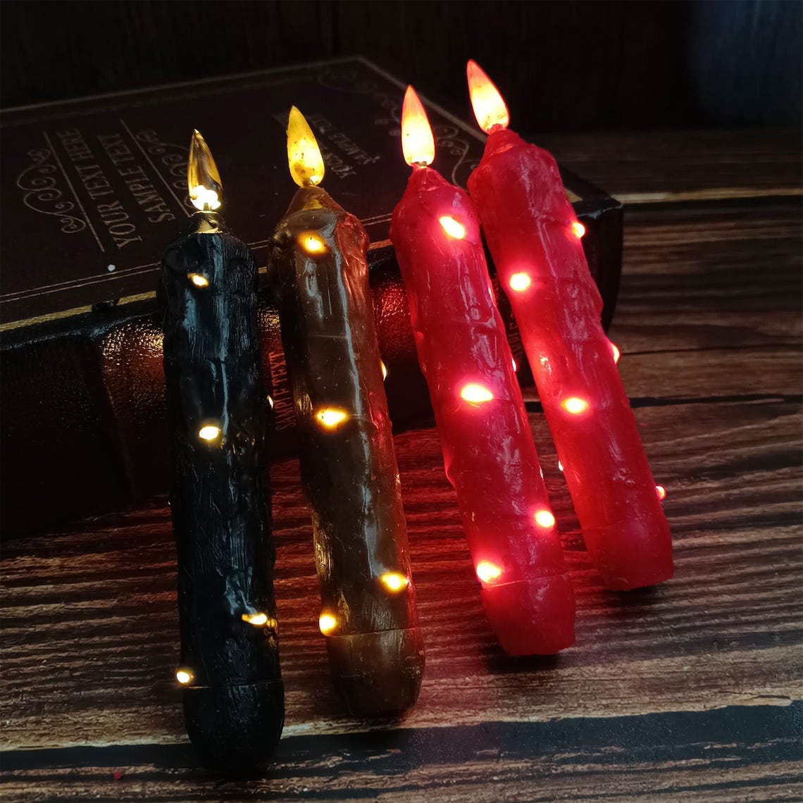 6.5 Inch Taper Primitive Candles With Timer,flameless Led Taper Candles ...