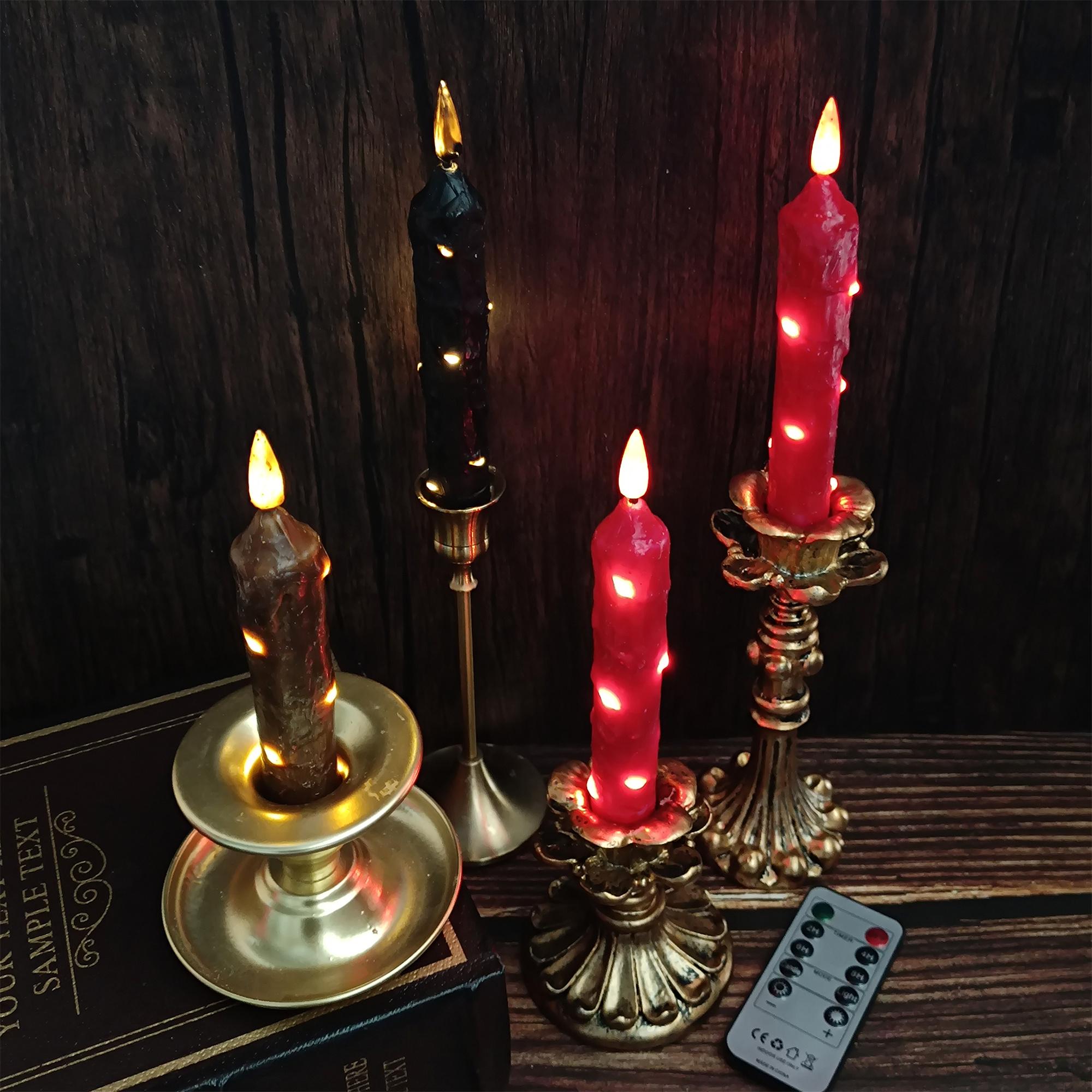 6.5 Inch Taper Primitive Candles With Timer,flameless Led Taper Candles ...