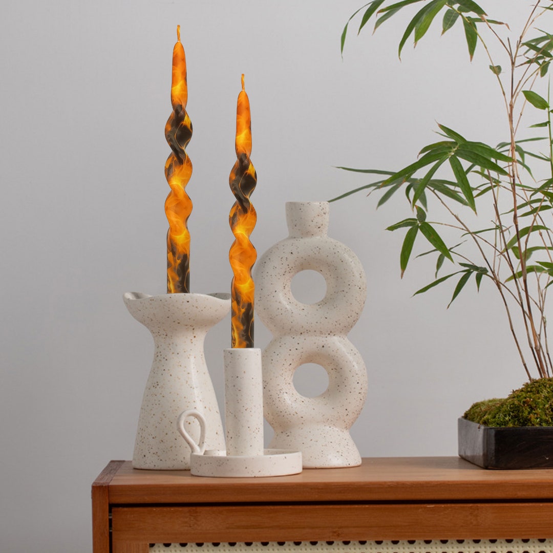 Spiral Candle Sticks Printed Candlestick Set of 2 Twisted Candlesticks ...