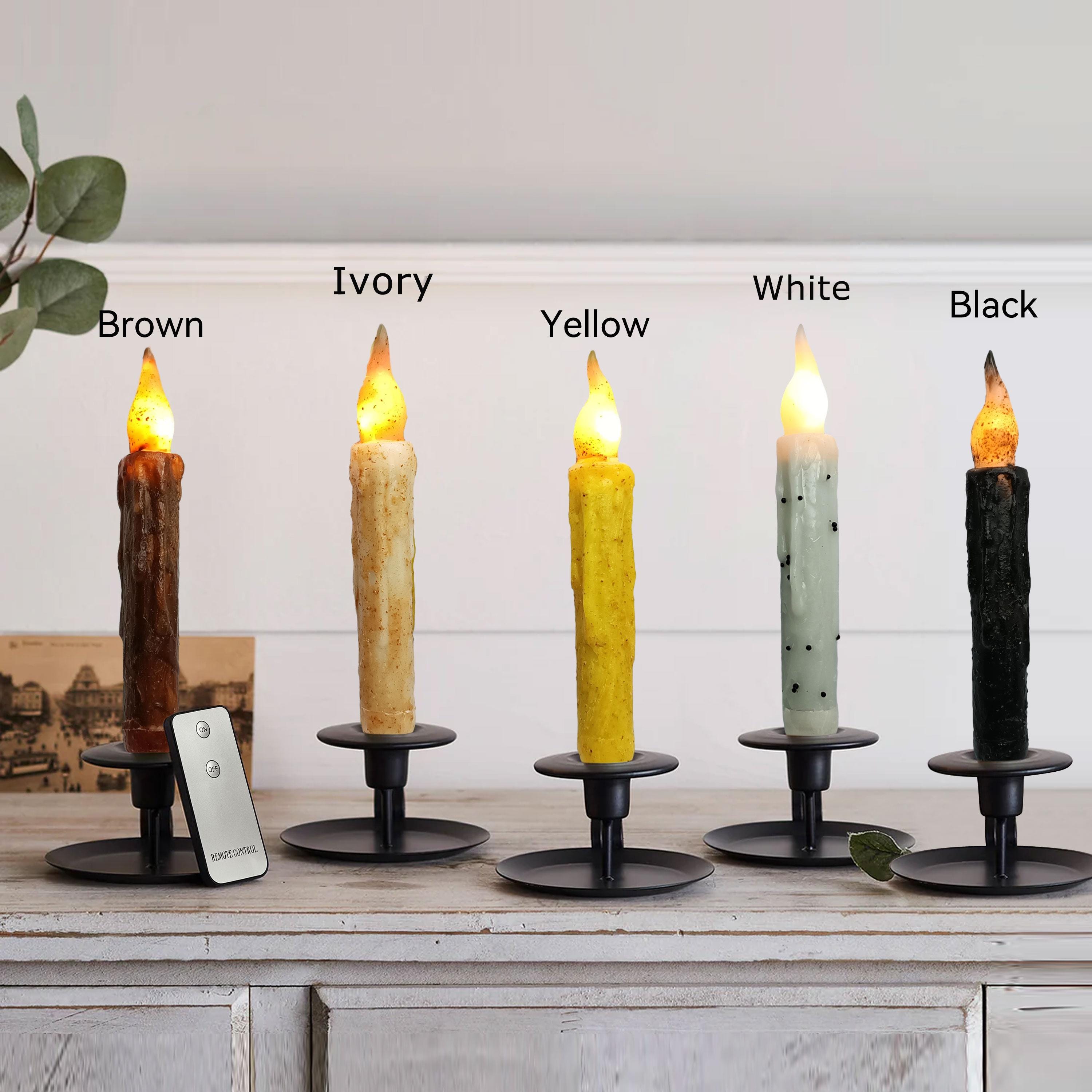 6.5 Inch Taper Primitive Candles With Timer,flameless Led Taper Candles ...