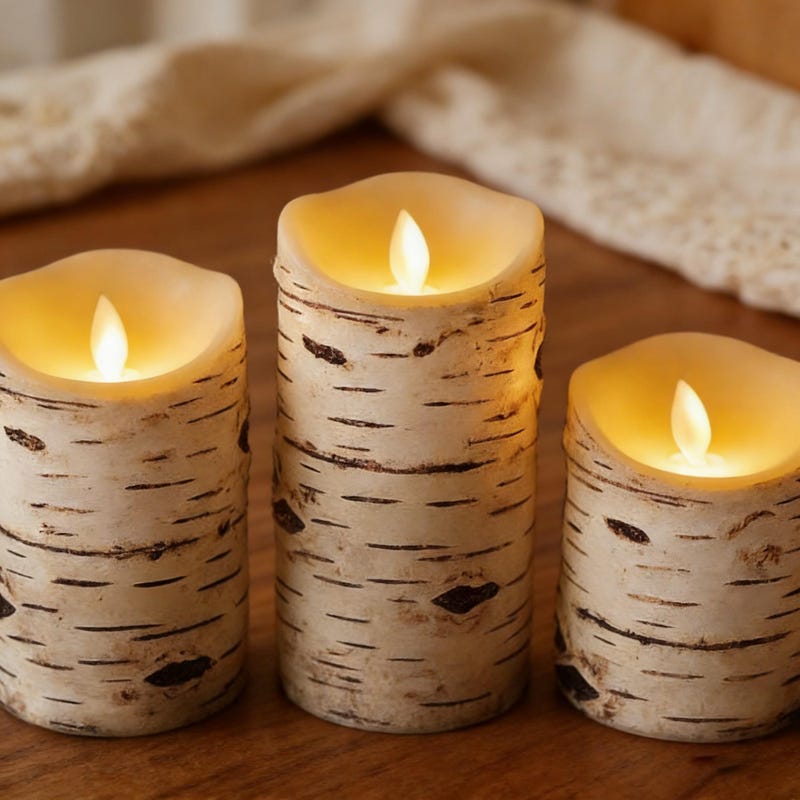 Inch Flameless Birch Candles - Etsy Canada