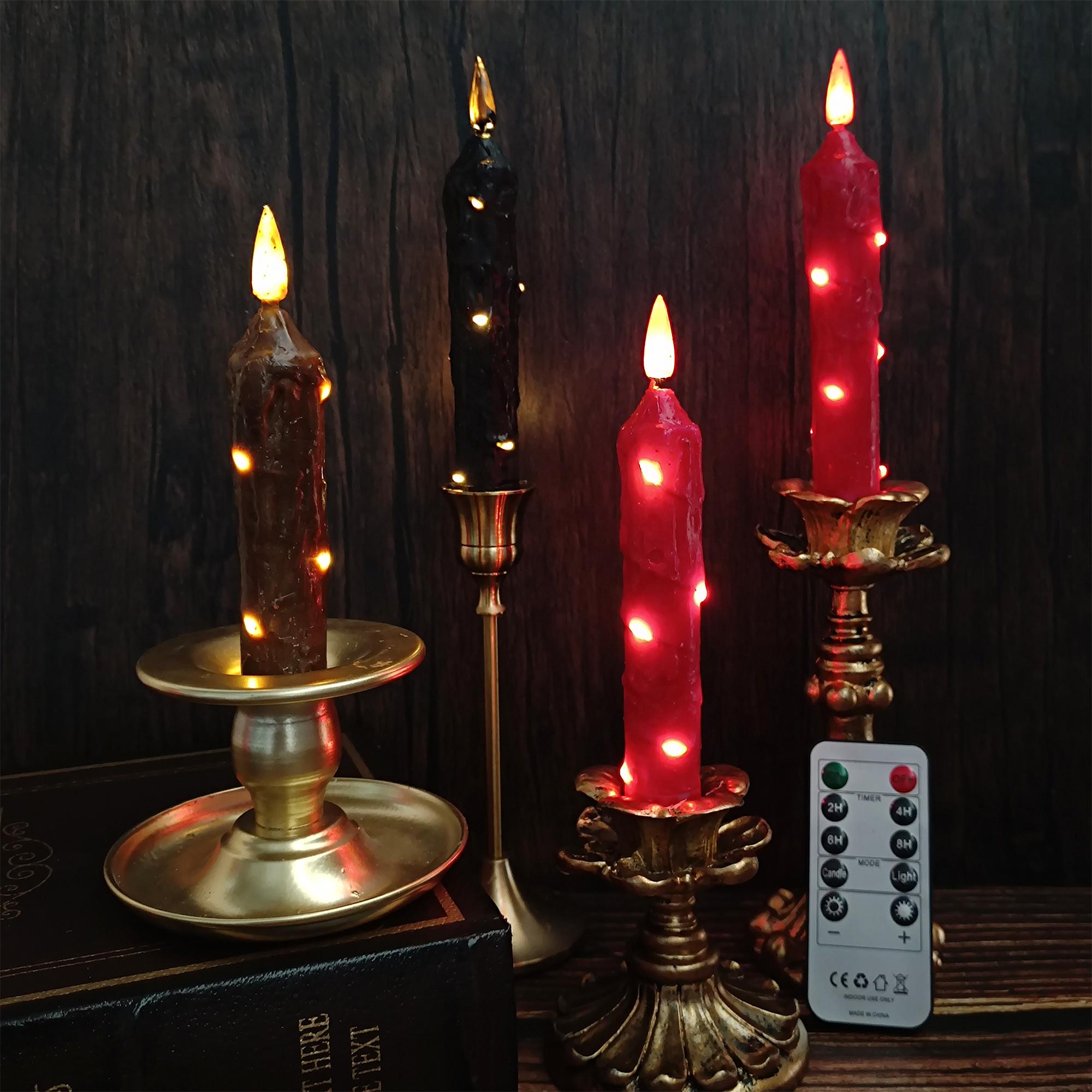 6.5 Inch Taper Primitive Candles With Timer,flameless Led Taper Candles ...