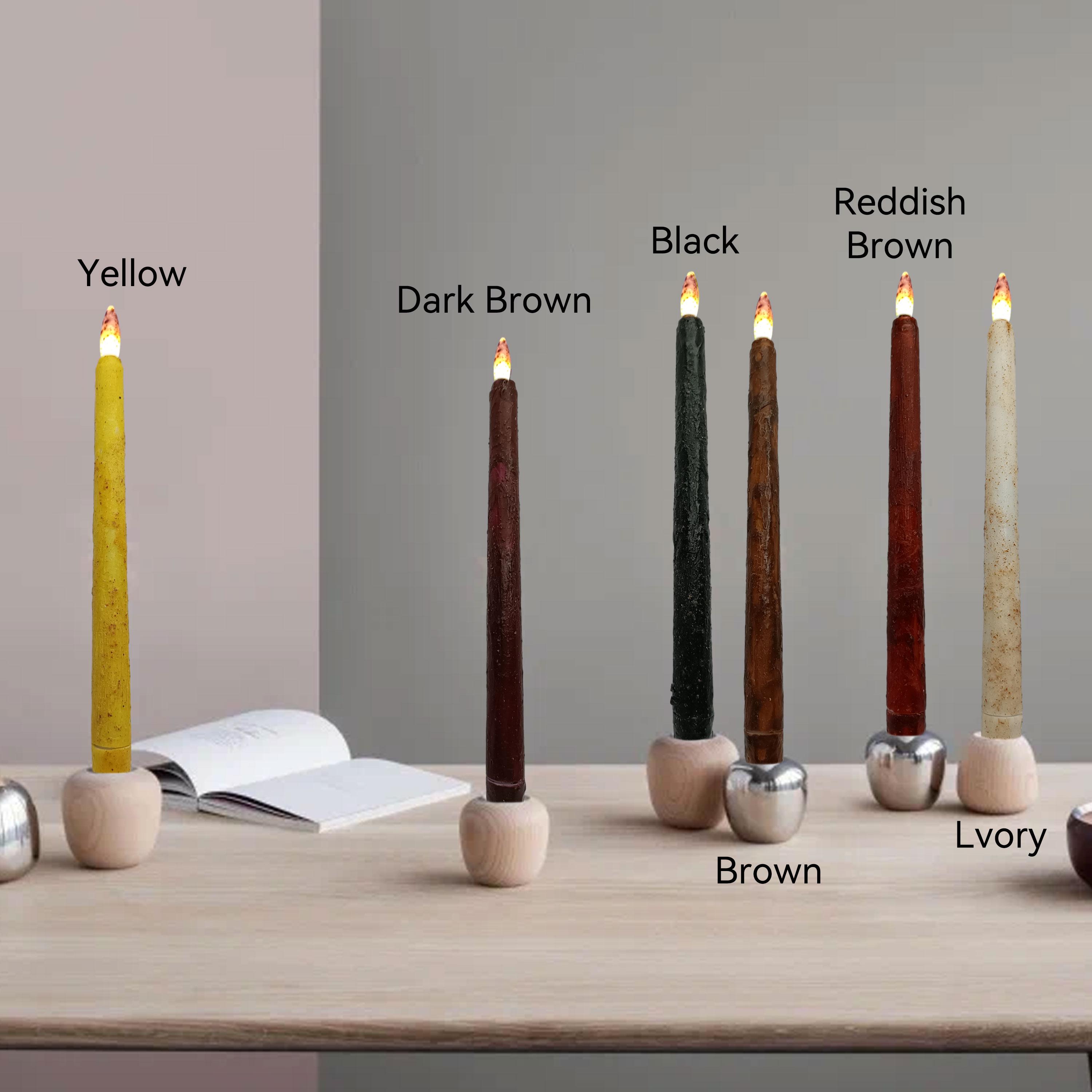 11 Inch Taper Primitive Candles With Timer,flameless Led Taper Candles ...