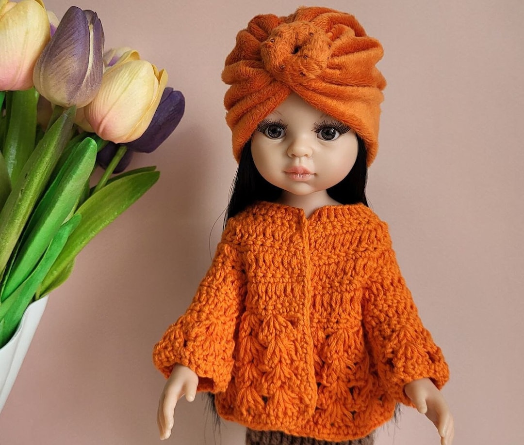 Paola Reina Doll 32 Cm Orange Cardigan and Turban Hat, Paola Reina Doll ...