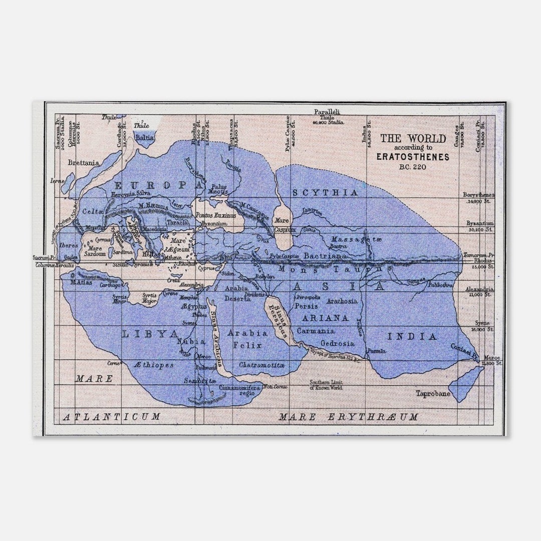 Eratosthenes' World Map Wall Art - Etsy