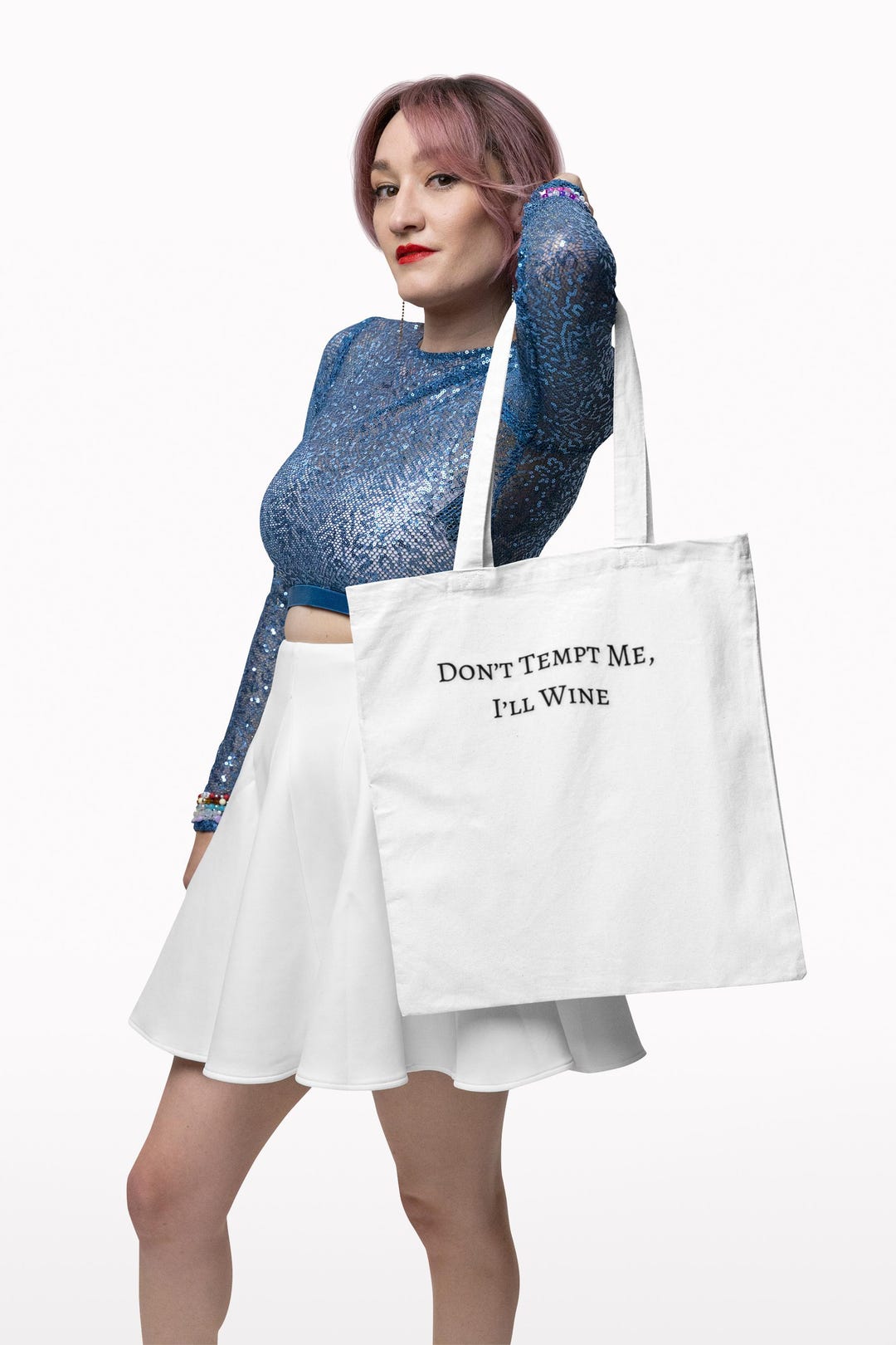 Dont Tempt Me Ill Wine Tote Bag, Funny Wine Lover Gift, Reusable ...