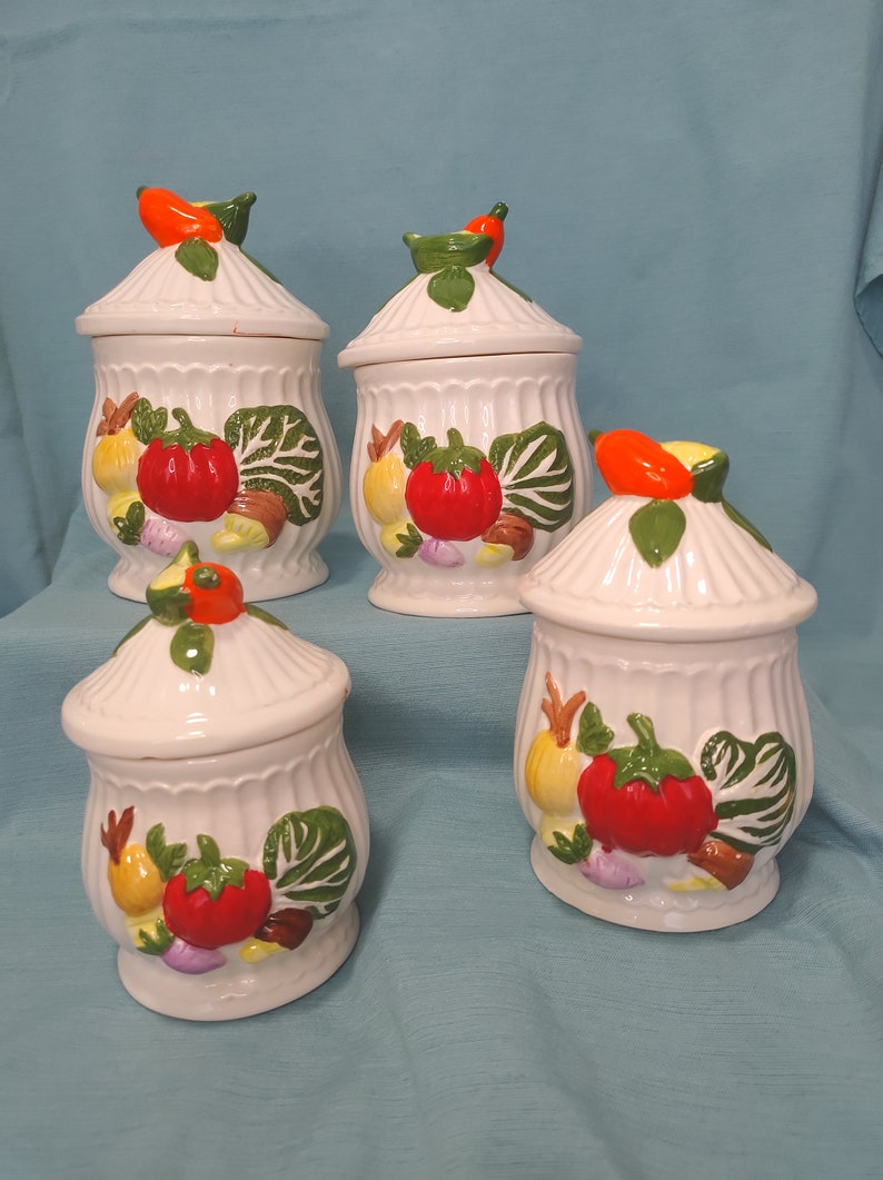 4 Piece Cottagecore Canister Set With Lids - Etsy