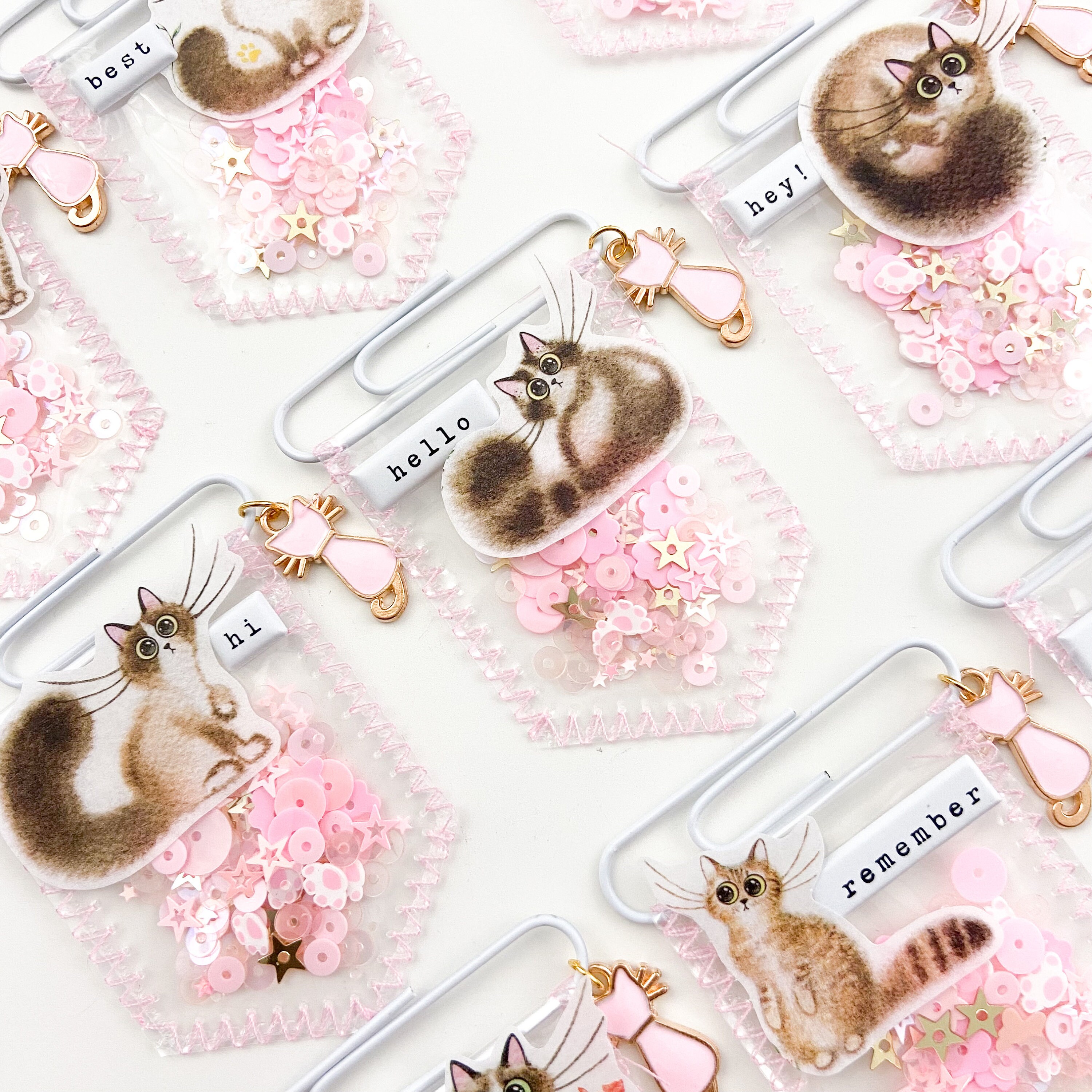 Shaker Paper Clips Cat Theme Brown and White Stitched Set of 2 ...
