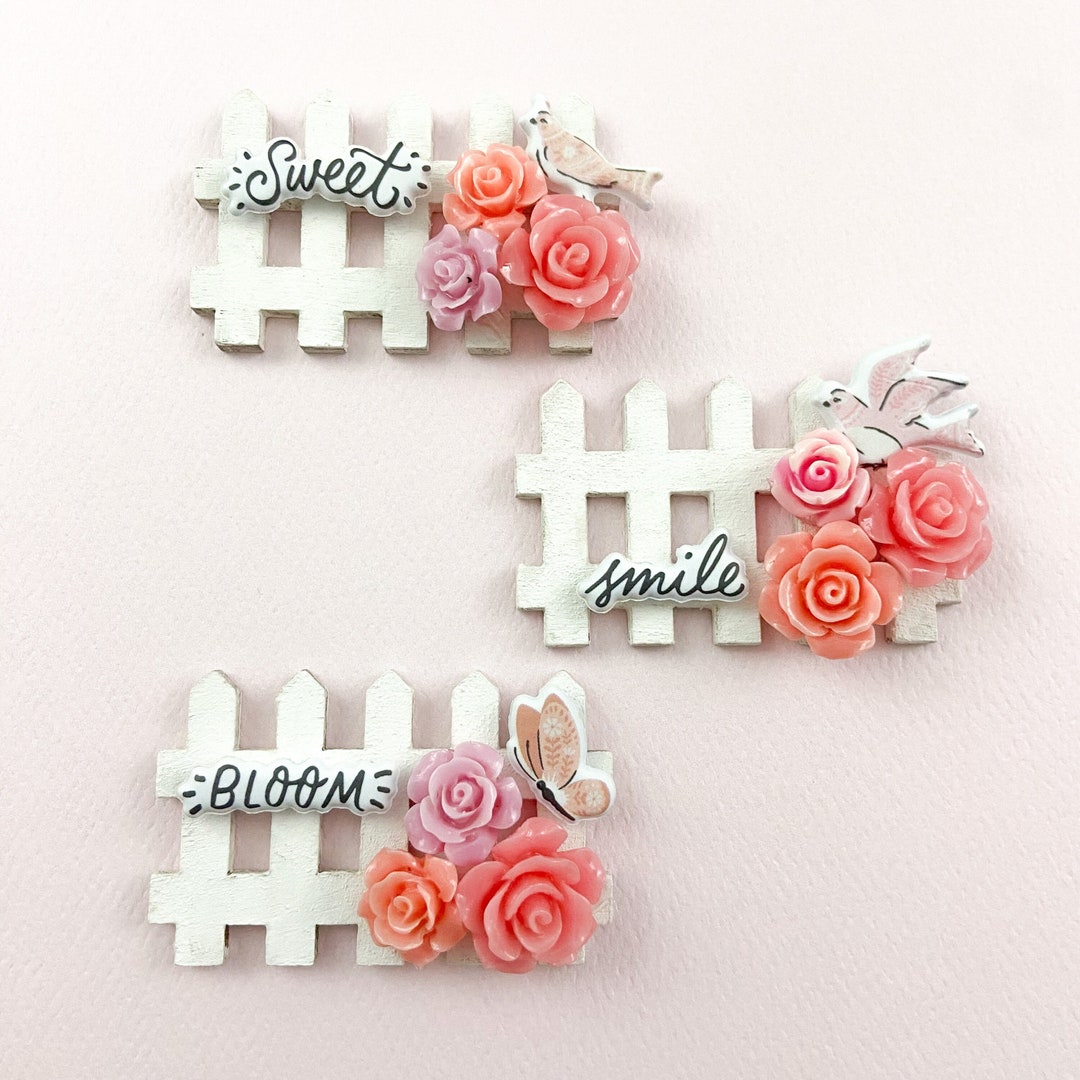 Mini Fence Embellishments Painted Wood Veneers Set of 3 Scrapbooking ...