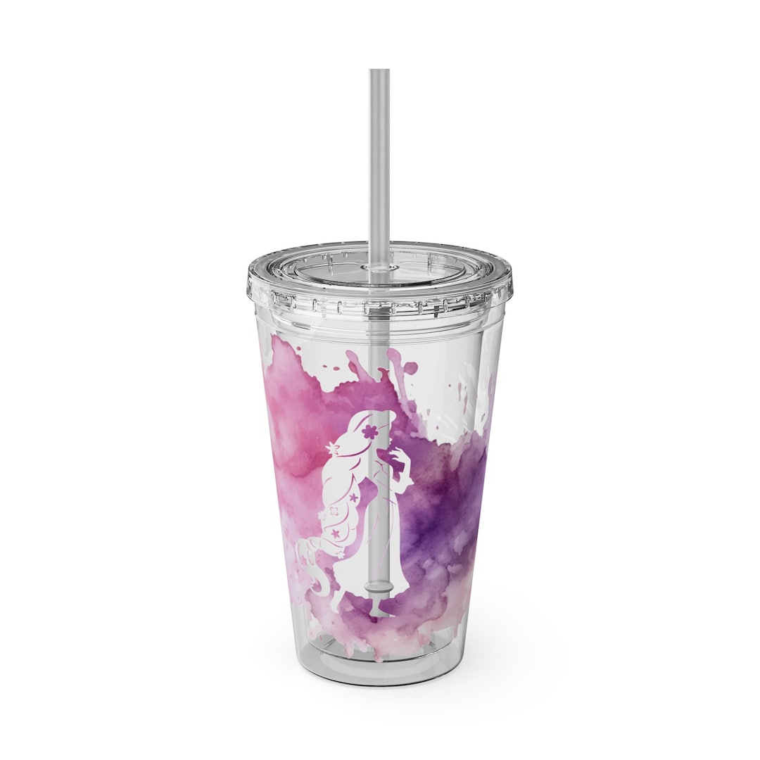 Tangled Rapunzel Pink and Purple Tumbler Cup With Straw, 16oz - Etsy
