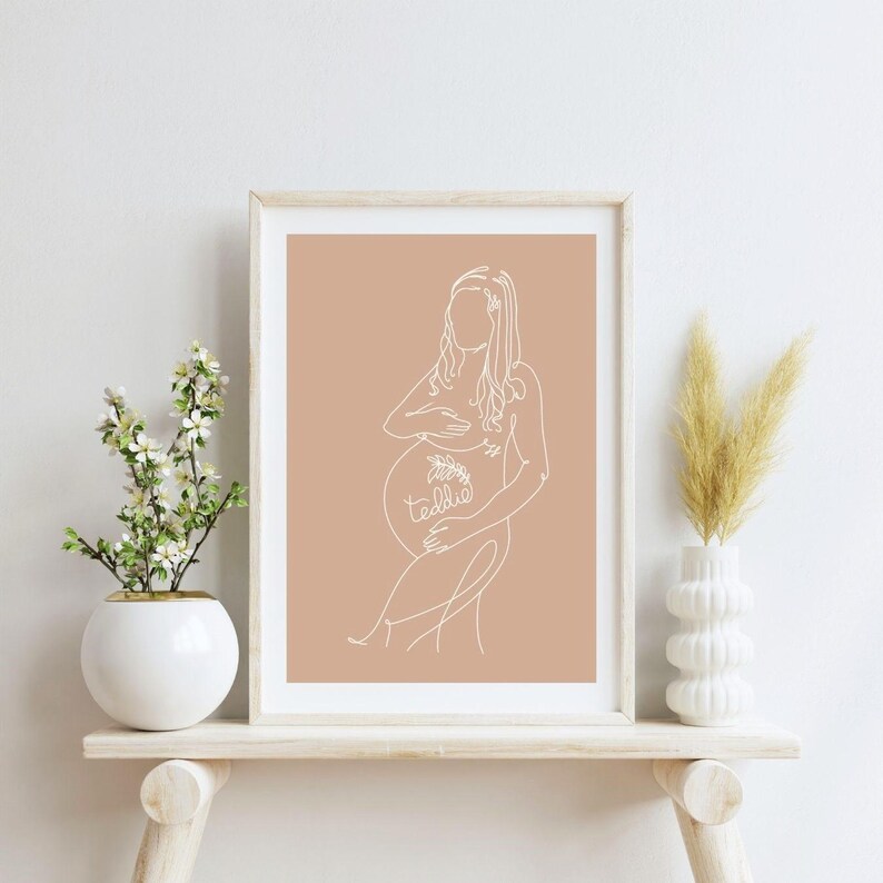 Custom Continuous Line Drawing From Photo, Pregnancy, Friends ...