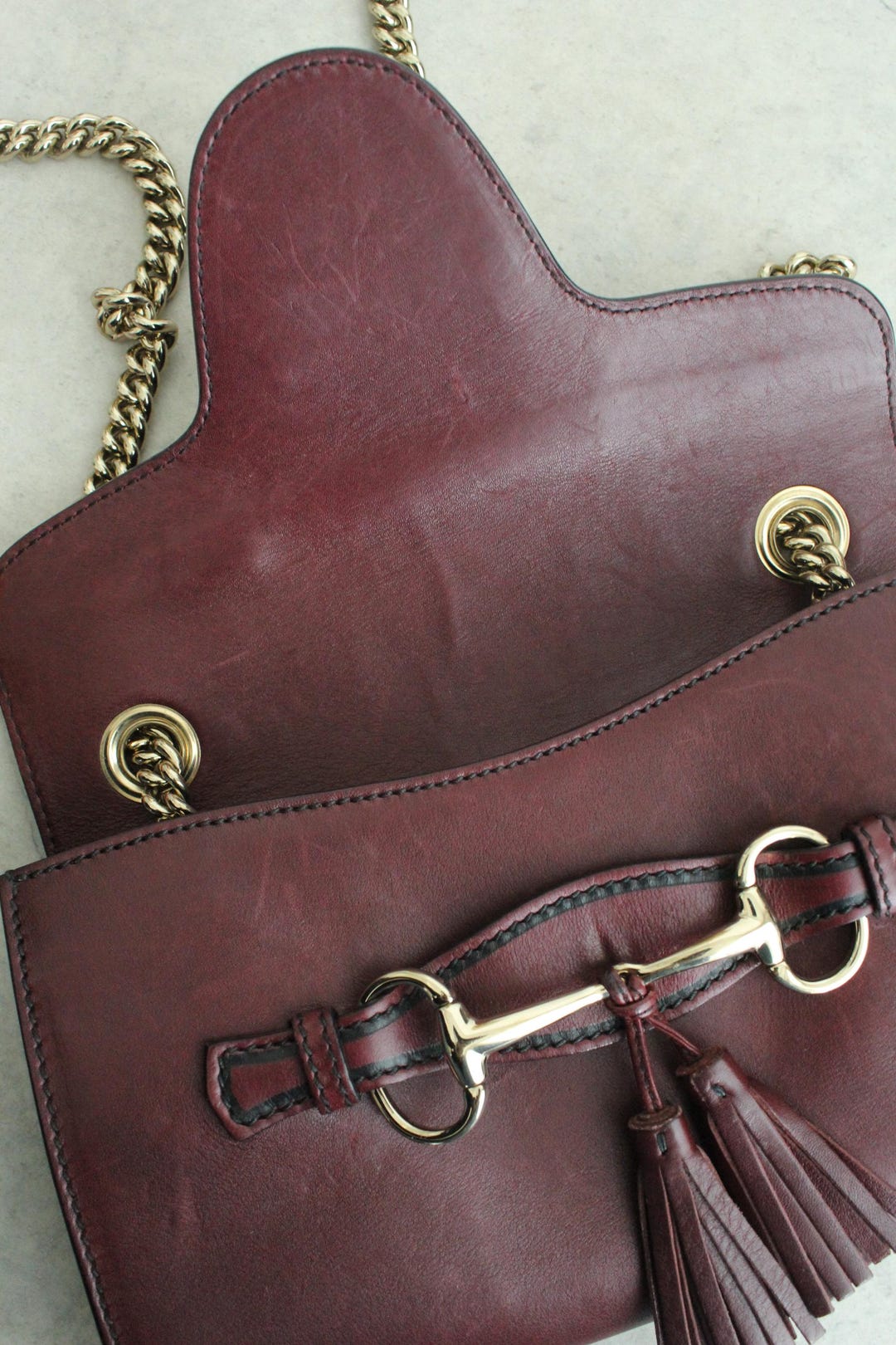 Authentic Vintage Gucci Guccissima Emily Emily Bag in Burgundy Red ...