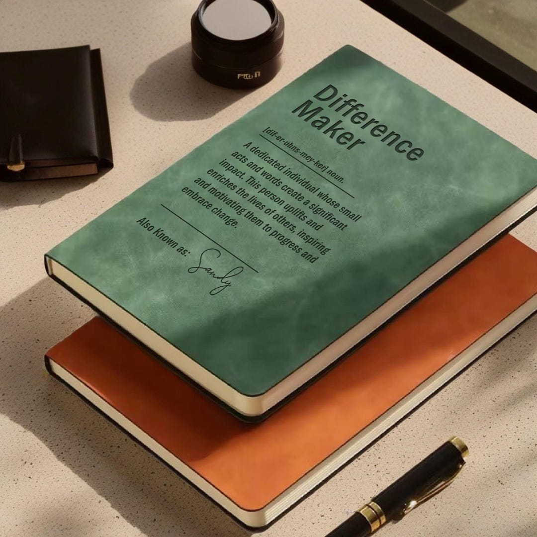 Custom Difference Maker Journal, Personalized Leather Sketchbook ...