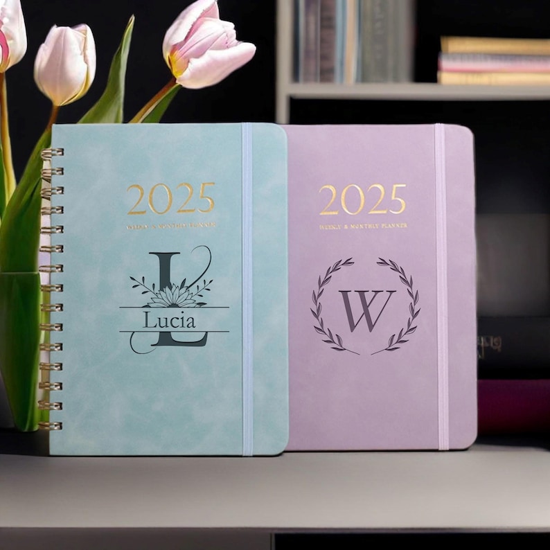 Cahier de planification personnalisé 2025, agenda en cuir personnalisé ...