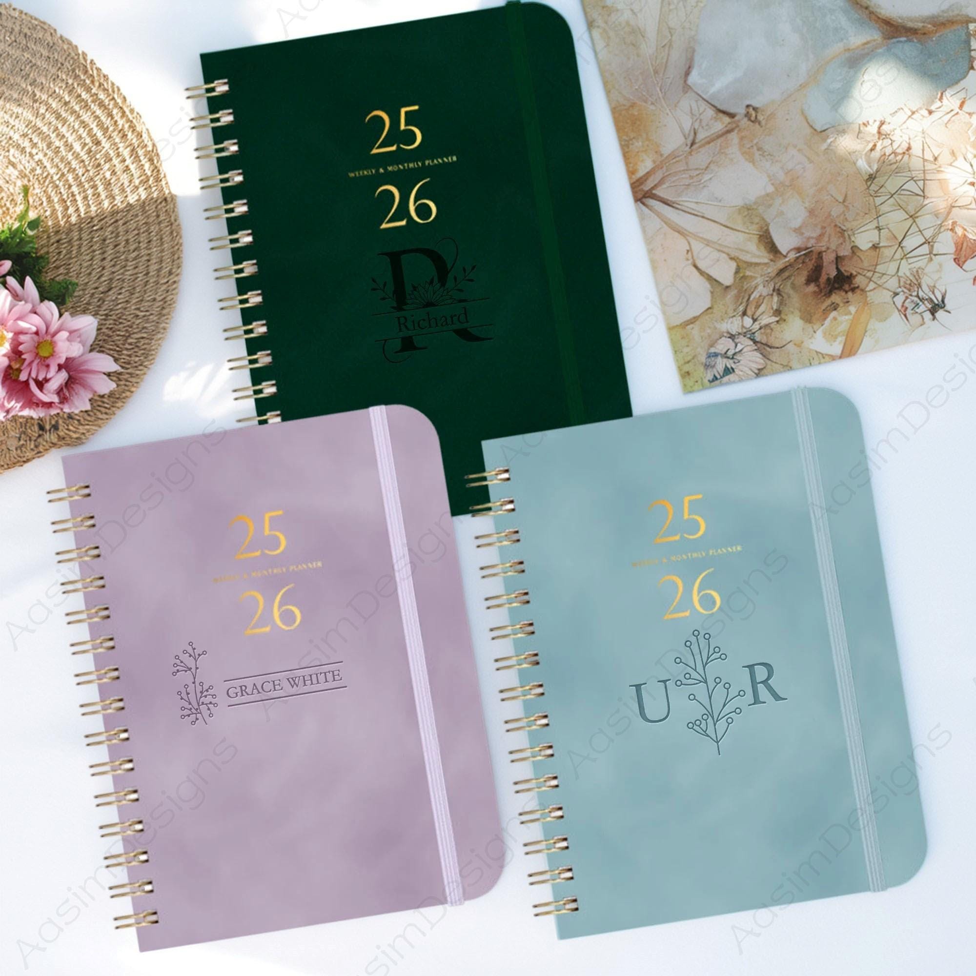 Cahier de planification personnalisé 2025-2026, agenda en cuir ...