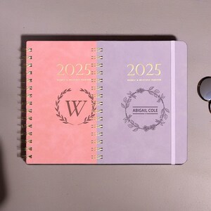 Customized 2025 Planning Notebook, Personalized Leather Schedule Book ...
