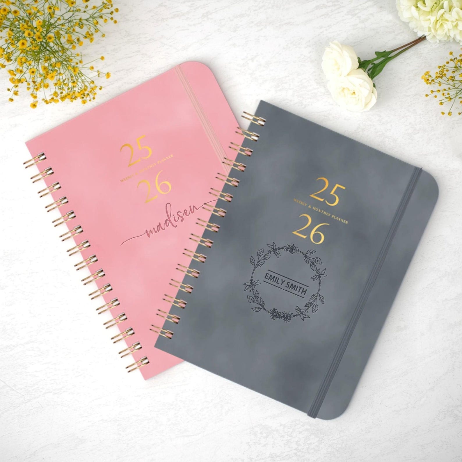 Cahier de planification personnalisé 2025-2026, agenda en cuir ...