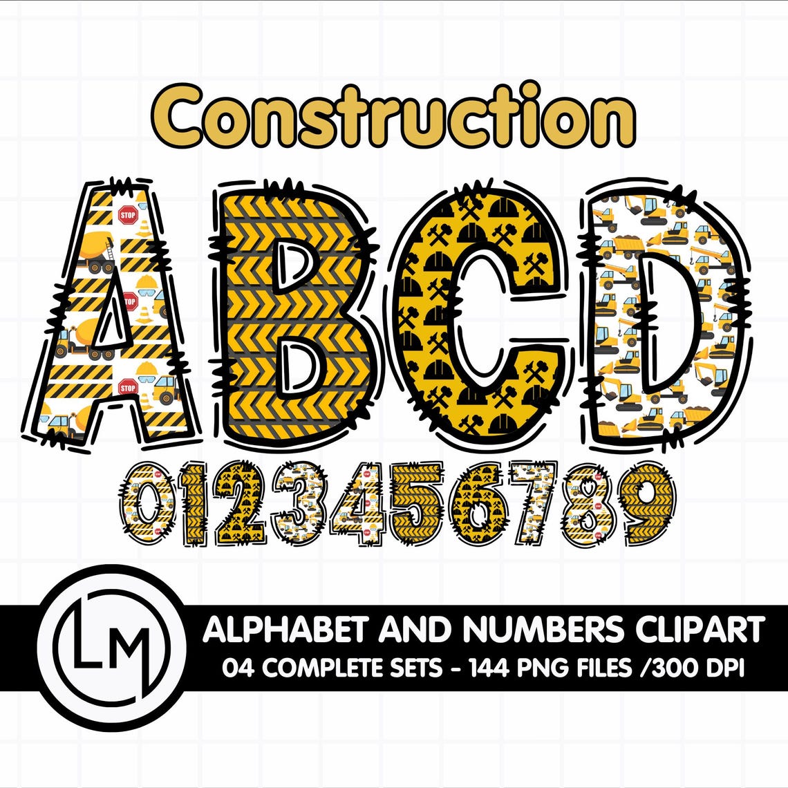 Construction Alphabet Clipart PNG. 4 Styles With Construction Cliparts ...