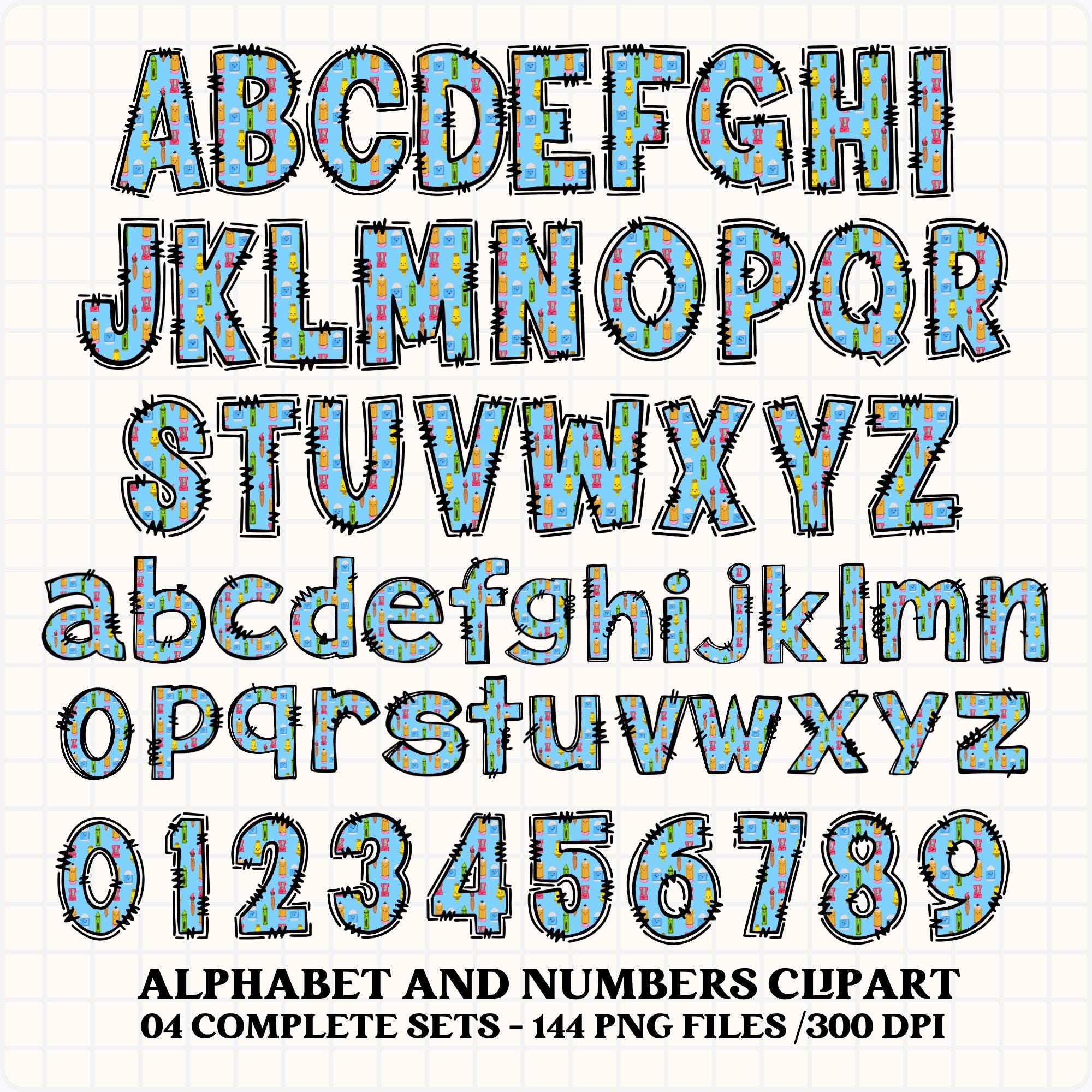 Back to School Alphabet Clipart PNG. 4 Styles With Back to School ...
