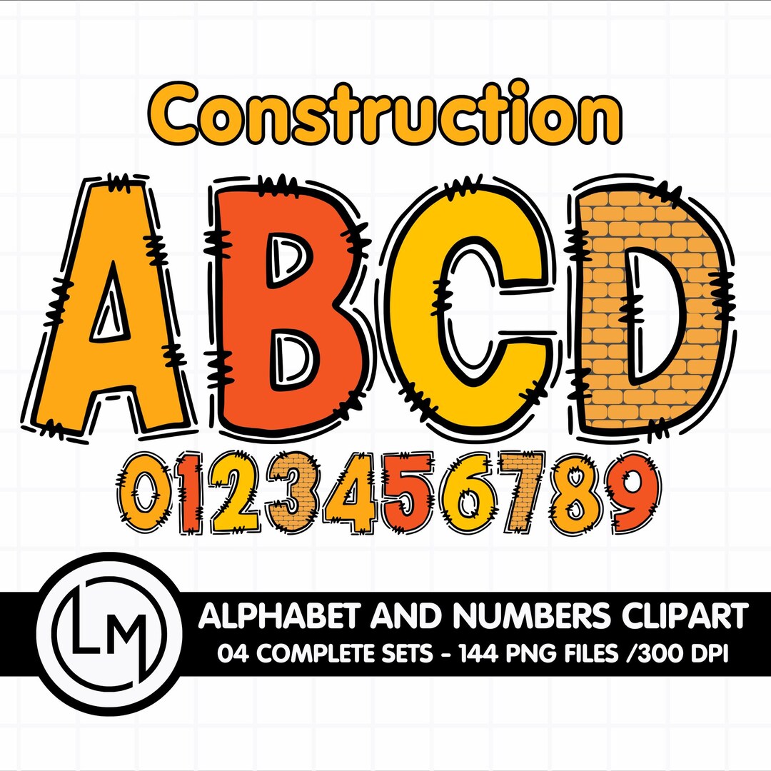 Construction Alphabet Clipart PNG. 4 Styles With Construction Cliparts ...