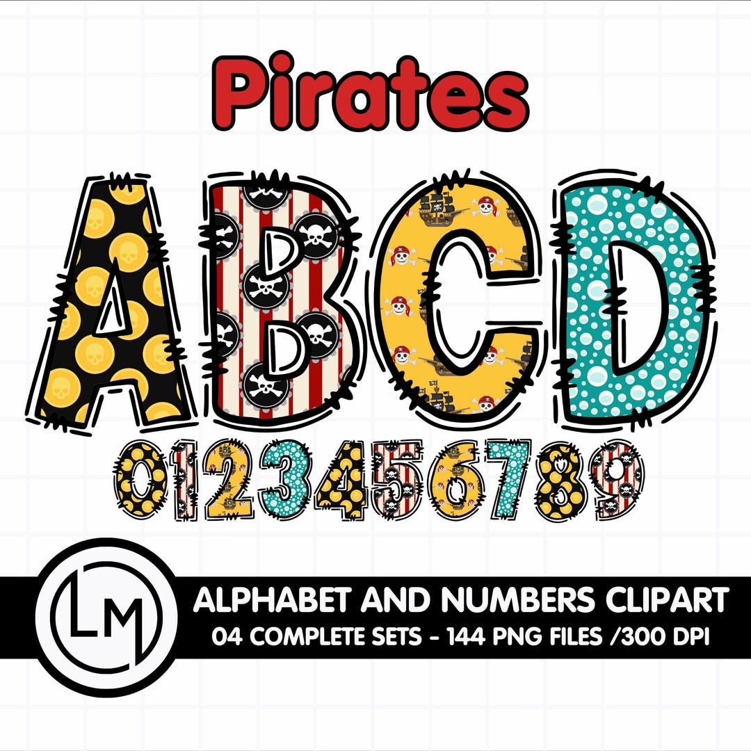 Pirates Alphabet Clipart PNG. 4 Styles With Pirates Clipart. Pirates ...