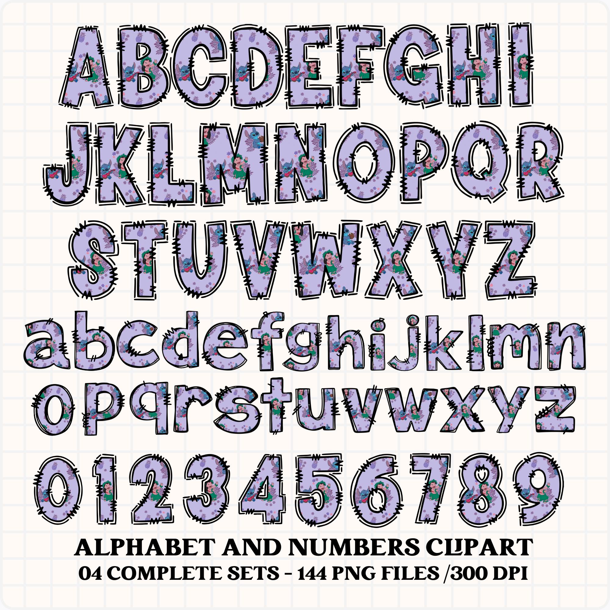 Lilo and Stitch Alphabet Clipart 300dpi Transparent PNG. 4 Styles With ...