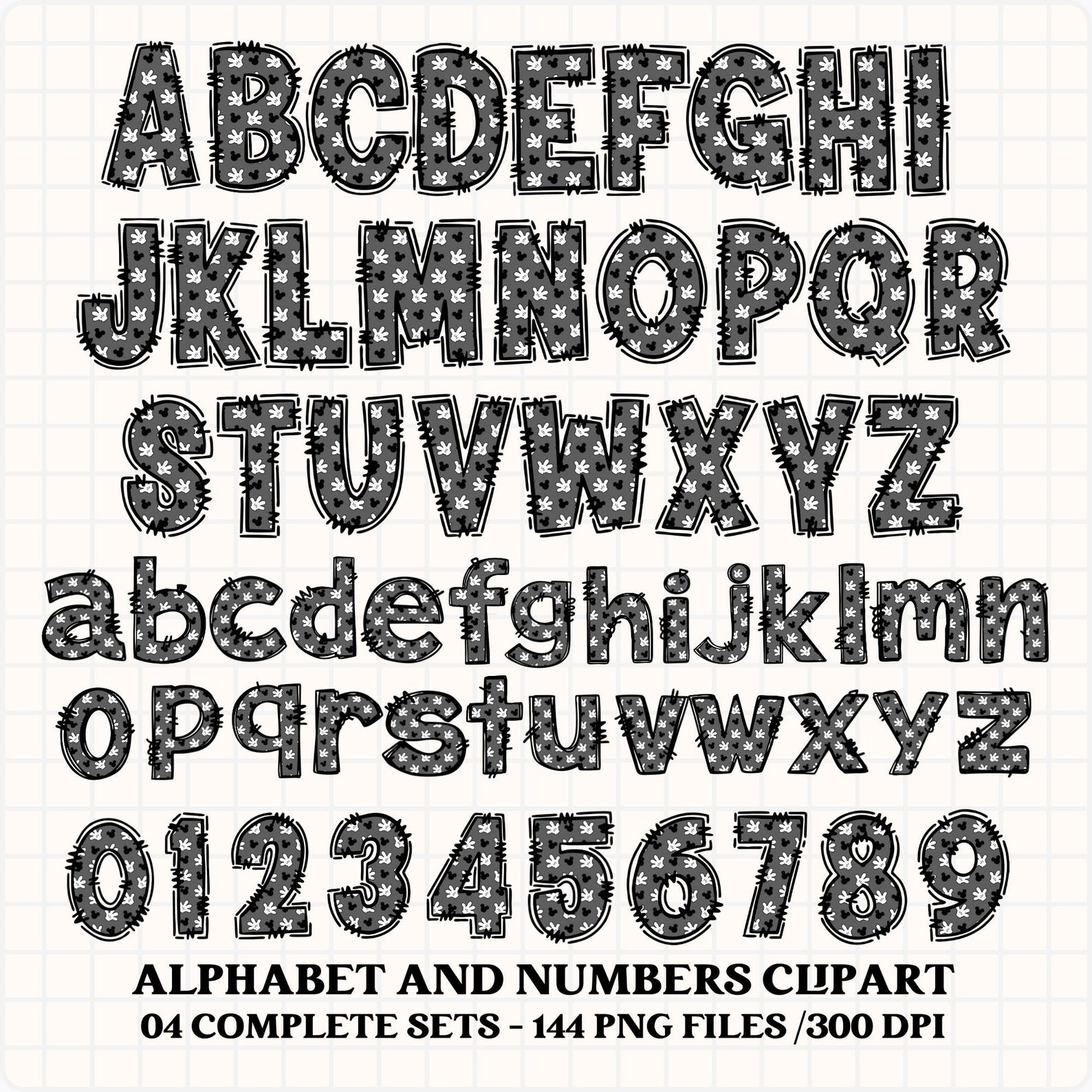 Mickey Mouse Alphabet Clipart 300dpi Transparent PNG. 4 Styles With ...