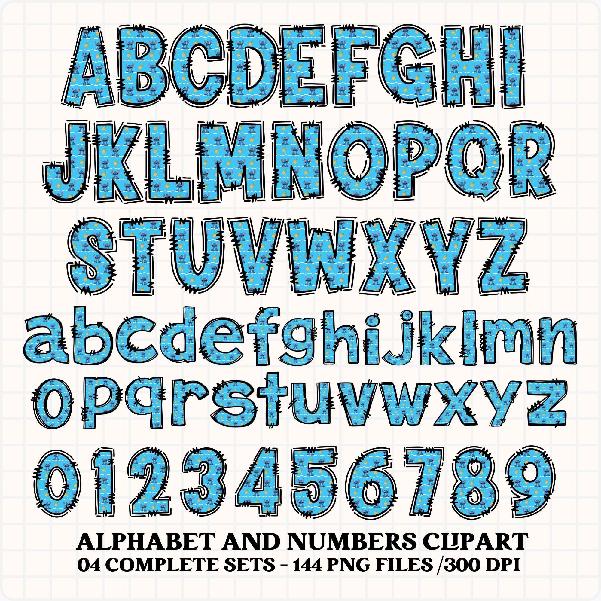 Lilo and Stitch Alphabet Clipart 300dpi Transparent PNG. 4 Styles With ...