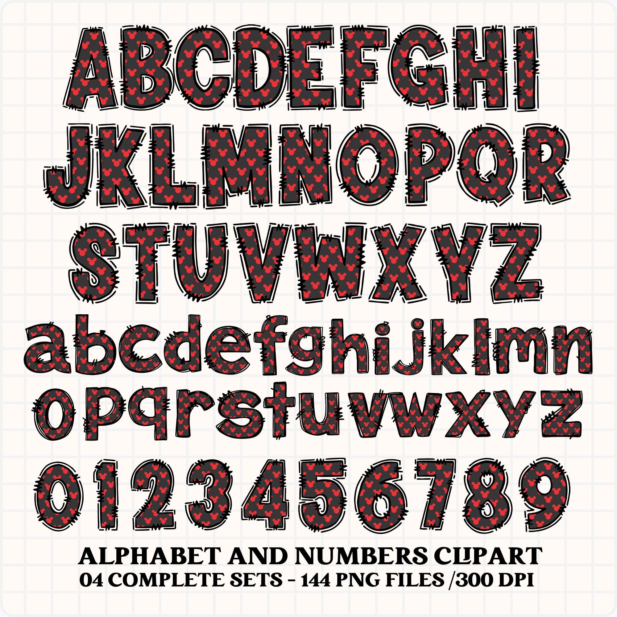 Mickey Mouse Alphabet Clipart 300dpi Transparent PNG. 4 Styles With ...