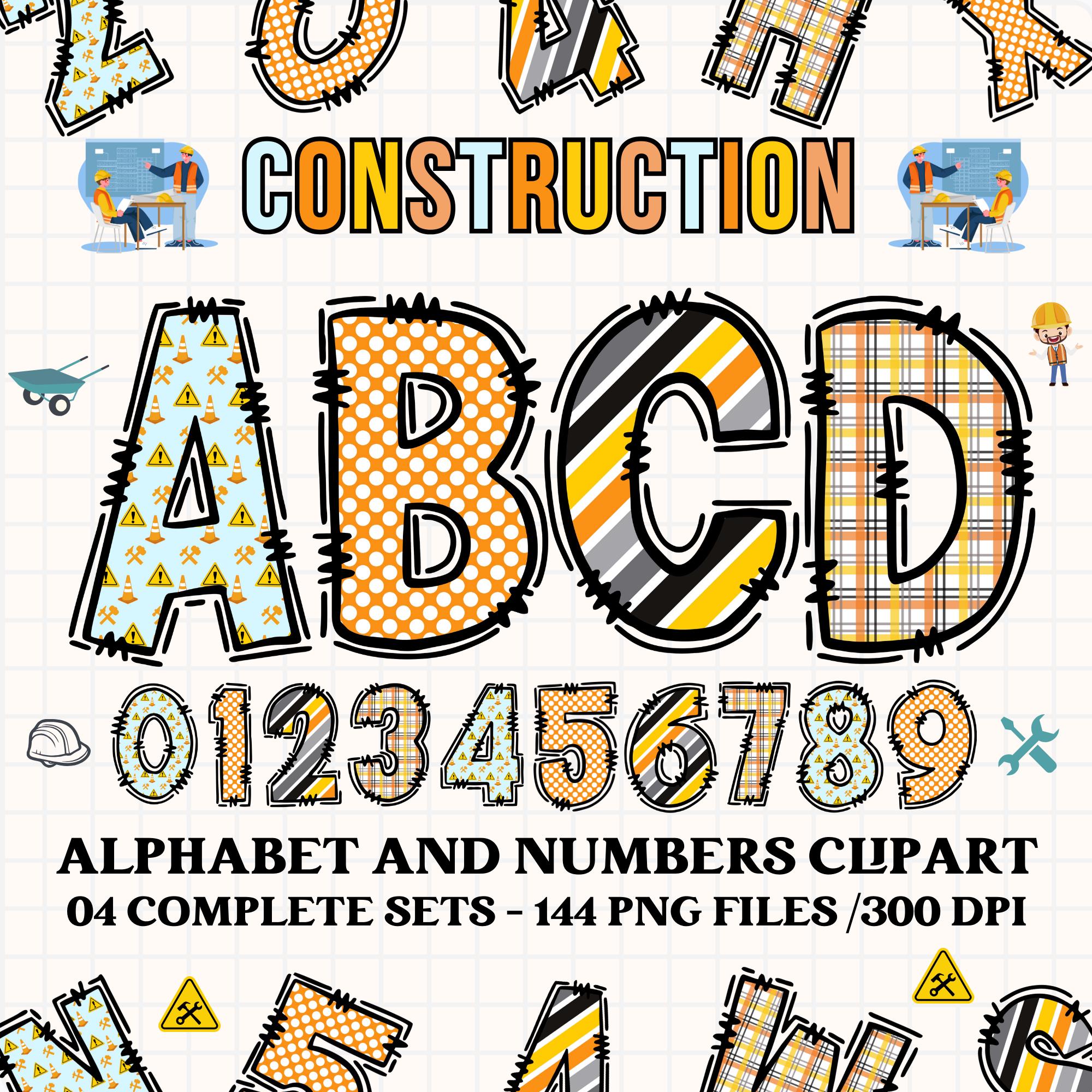 Construction Alphabet Clipart PNG. 4 Styles With Construction Cliparts ...