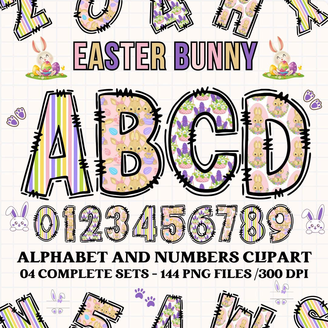 Easter Day Alphabet Clipart Letters 300dpi Transparent PNG. 4 Styles ...