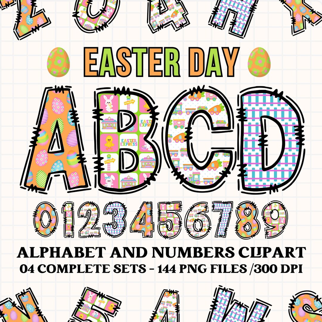 Easter Day Alphabet Clipart Letters 300dpi Transparent PNG. 4 Styles ...