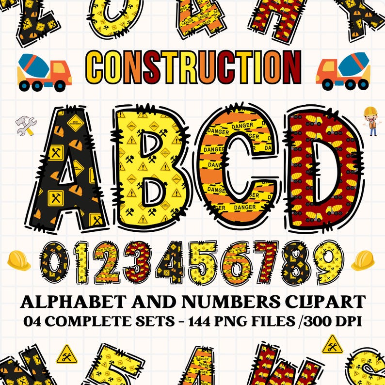 Construction Alphabet Clipart PNG. 4 Styles With Construction Cliparts ...