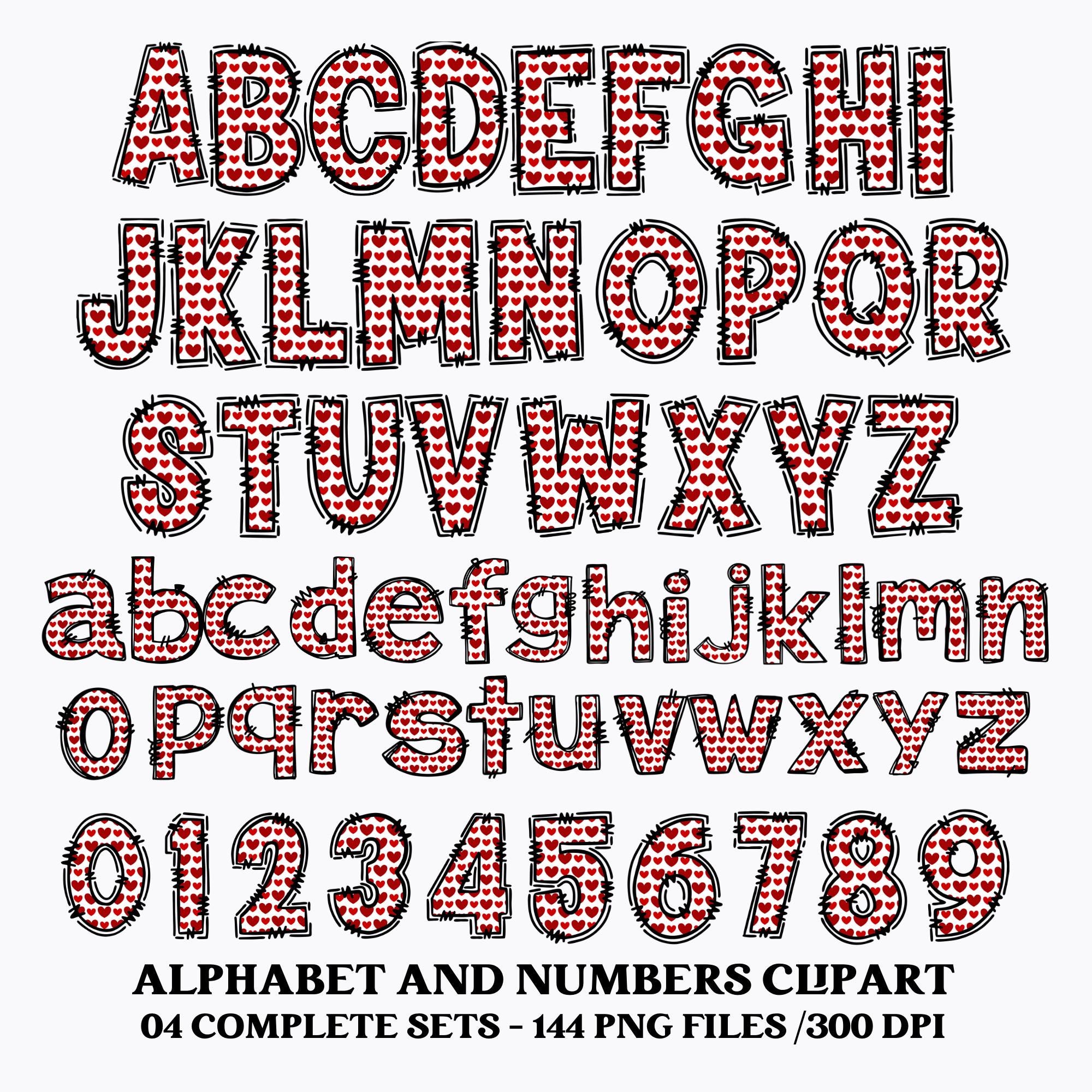Valentines Day Alphabet Clipart PNG. 4 Styles With Valentine Day ...