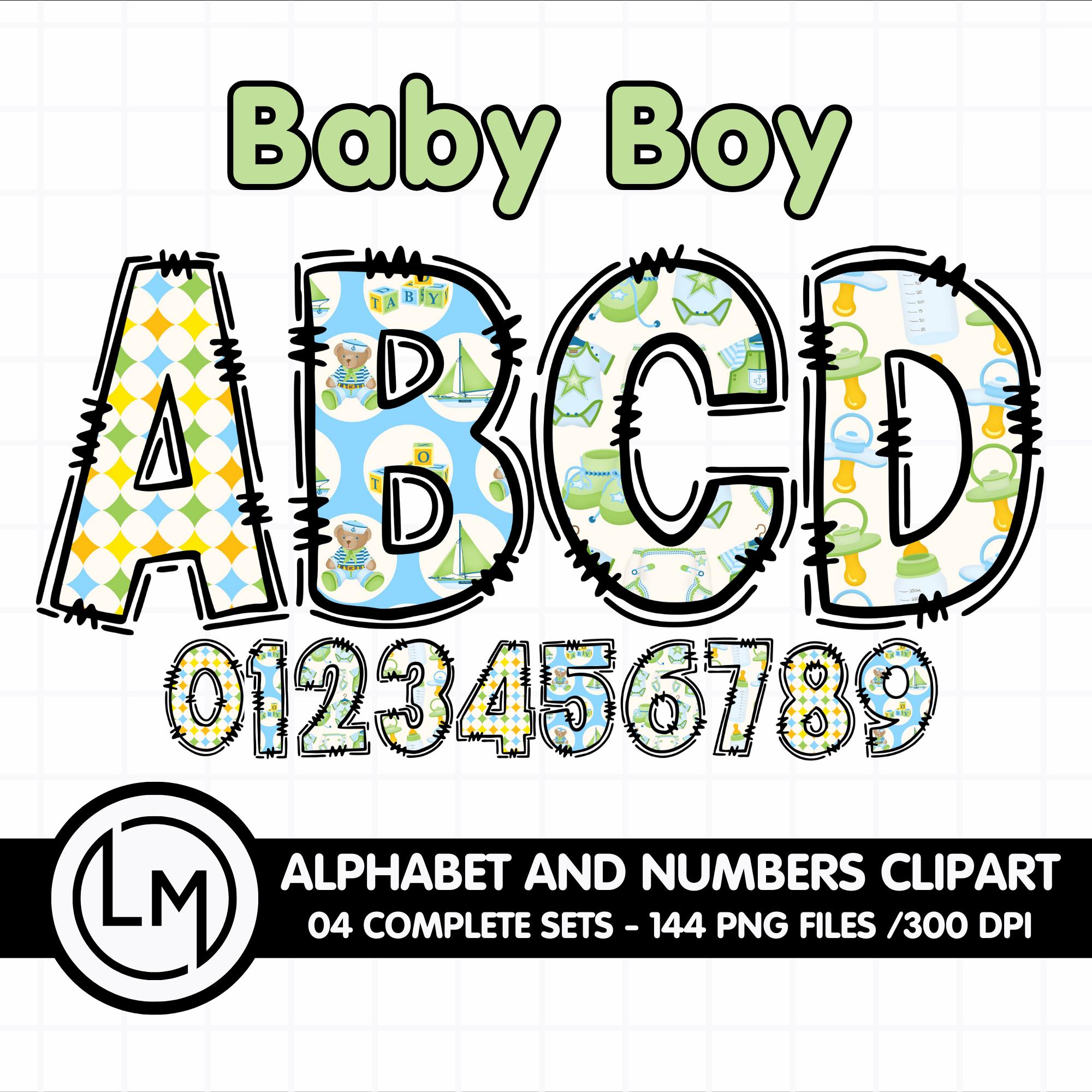 Baby Boy Alphabet Clipart PNG. 4 Styles With Baby Boy Cliparts. Baby ...