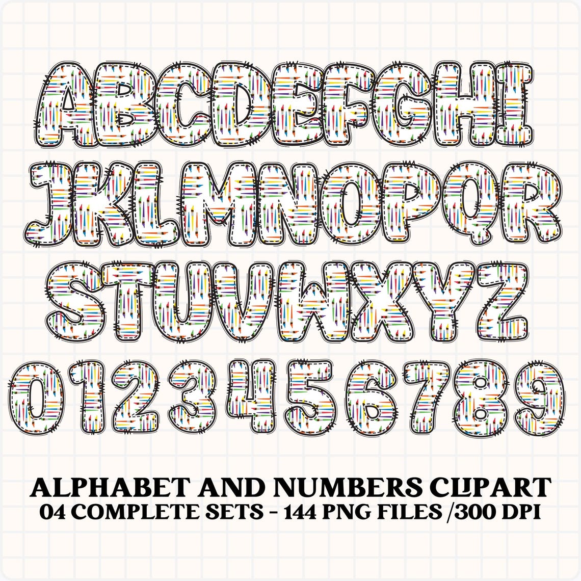Back to School Alphabet Clipart PNG. 4 Styles With Back to School ...