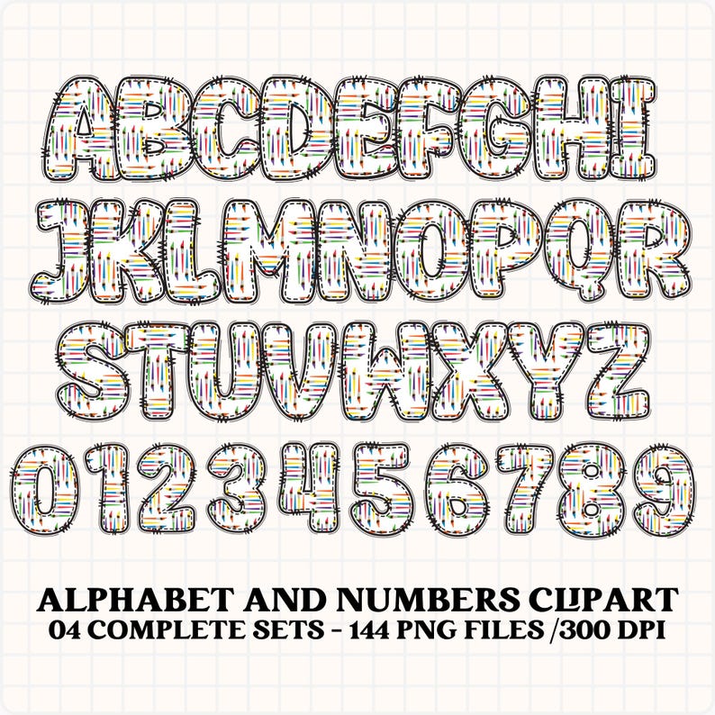 Back to School Alphabet Clipart PNG. 4 Styles With Back to School ...