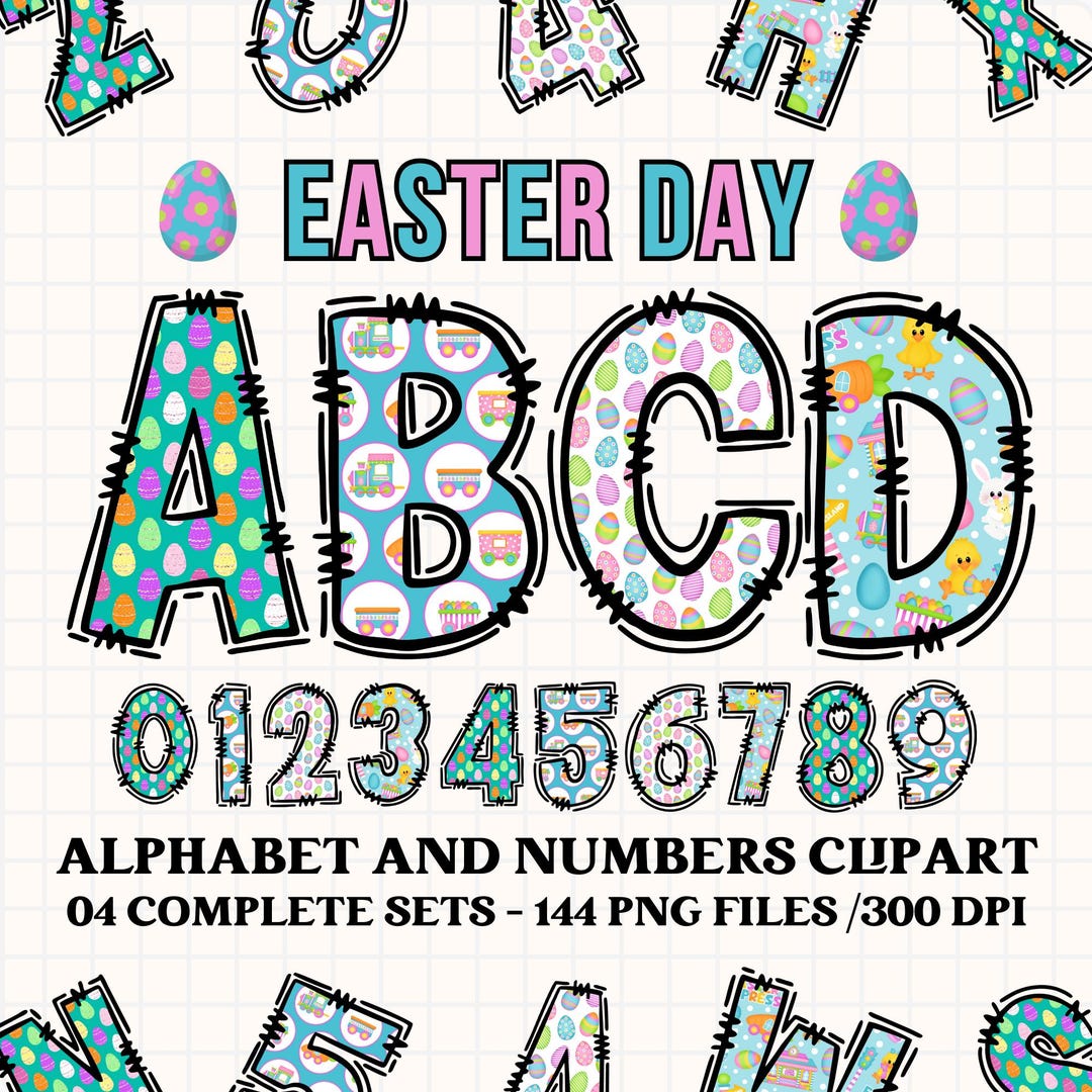 Easter Day Alphabet Clipart Letters 300dpi Transparent PNG. 4 Styles ...