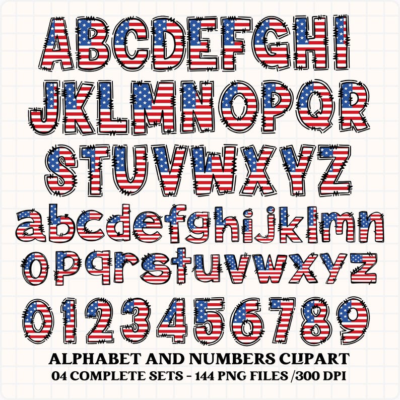 July 4th Alphabet Clipart 300dpi Transparent PNG. 4 Styles With ...