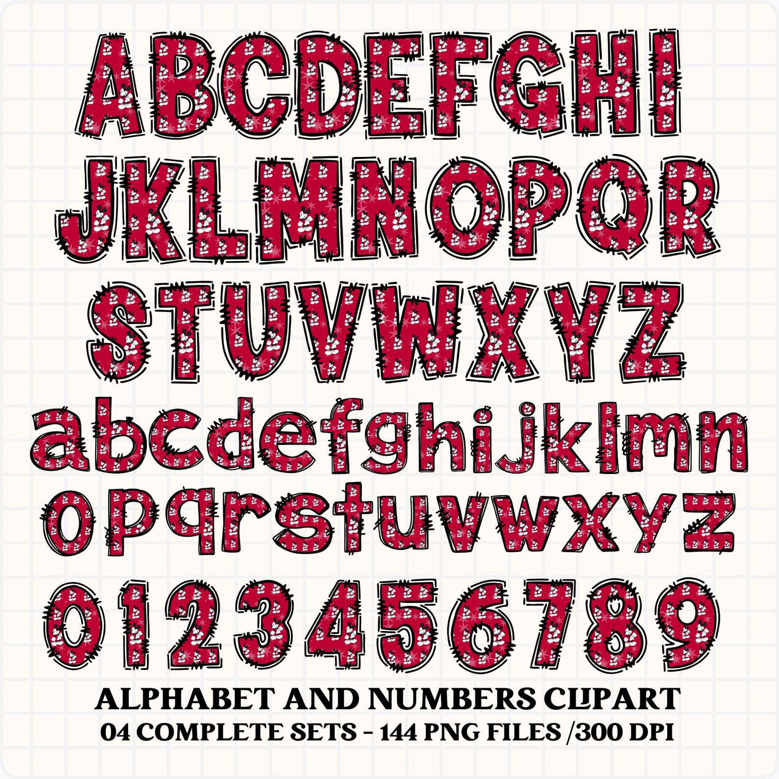 Mickey Mouse Alphabet Clipart 300dpi Transparent PNG. 4 Styles With ...