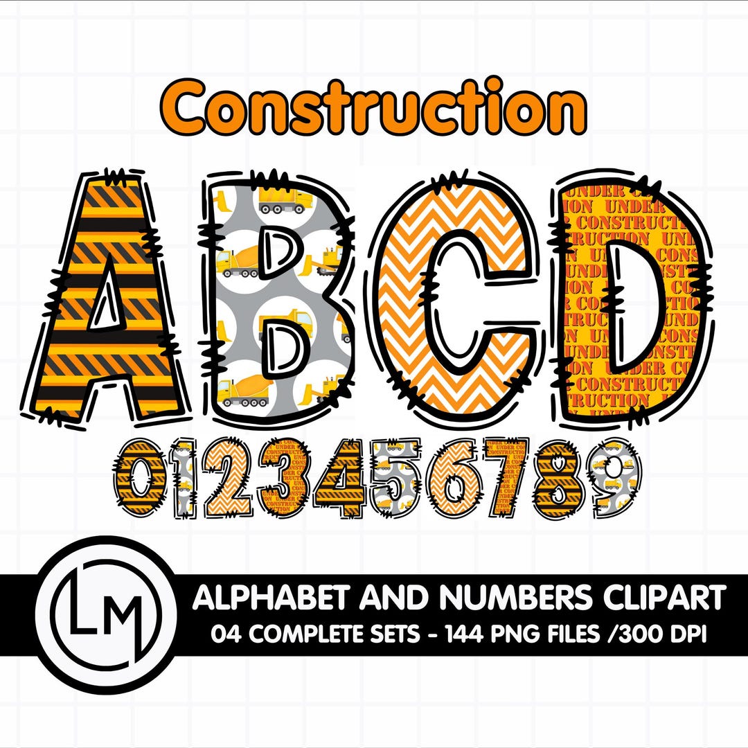 Construction Alphabet Clipart PNG. 4 Styles With Construction Cliparts ...