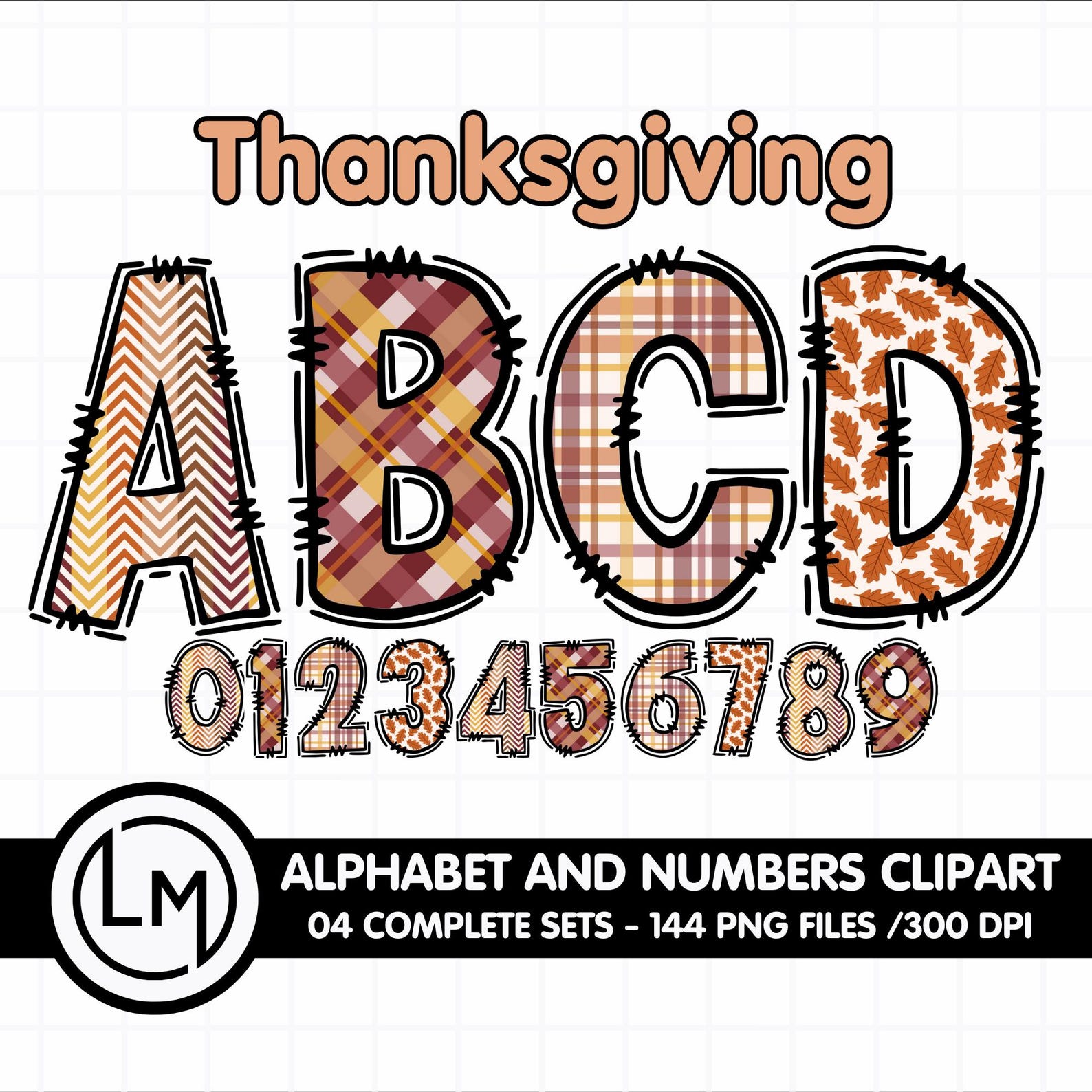 Thanksgiving Alphabet Clipart PNG. 4 Styles With Thanksgiving Clipart ...