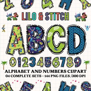 Lilo and Stitch Alphabet Clipart 300dpi Transparent PNG. 4 Styles With ...