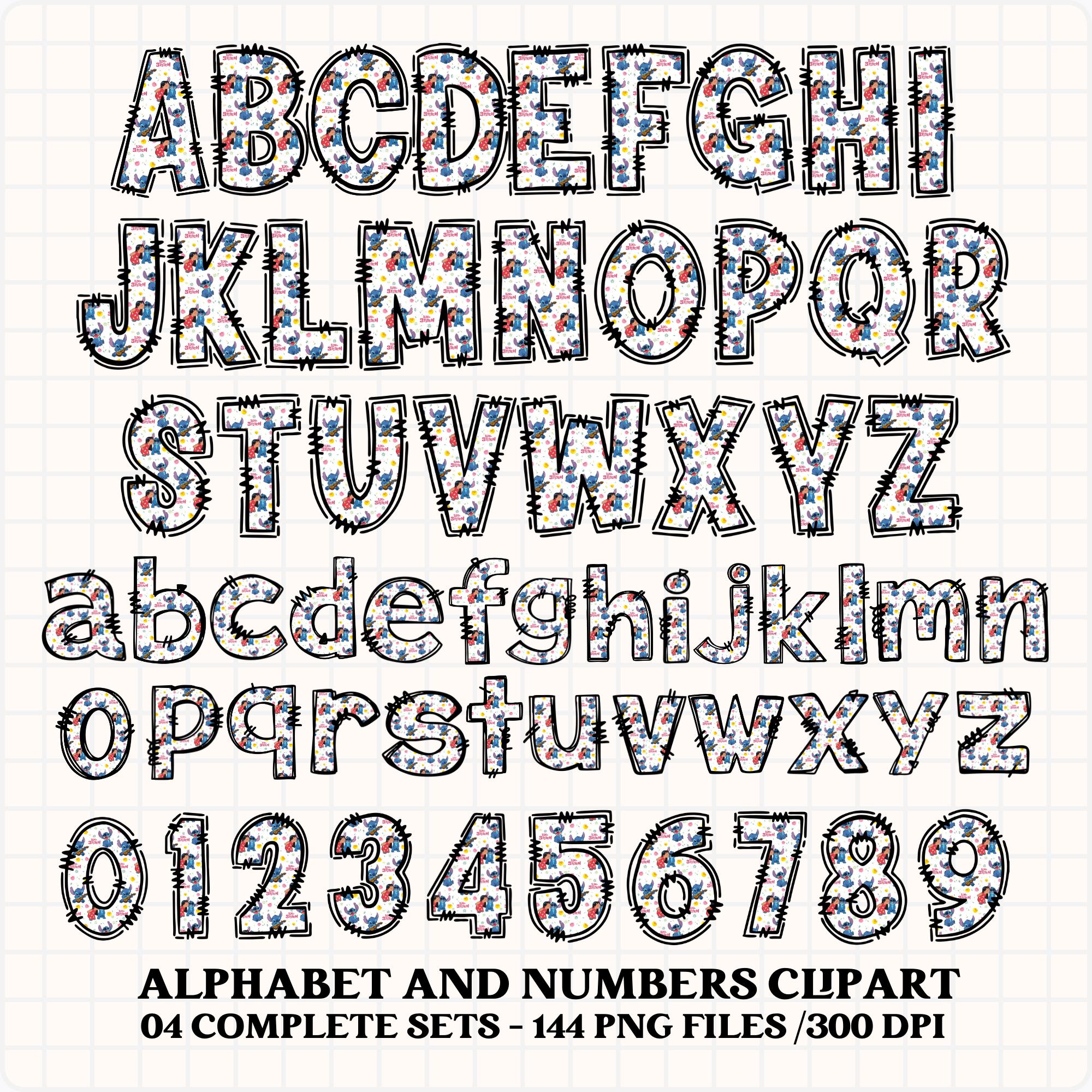Lilo and Stitch Alphabet Clipart 300dpi Transparent PNG. 4 Styles With ...