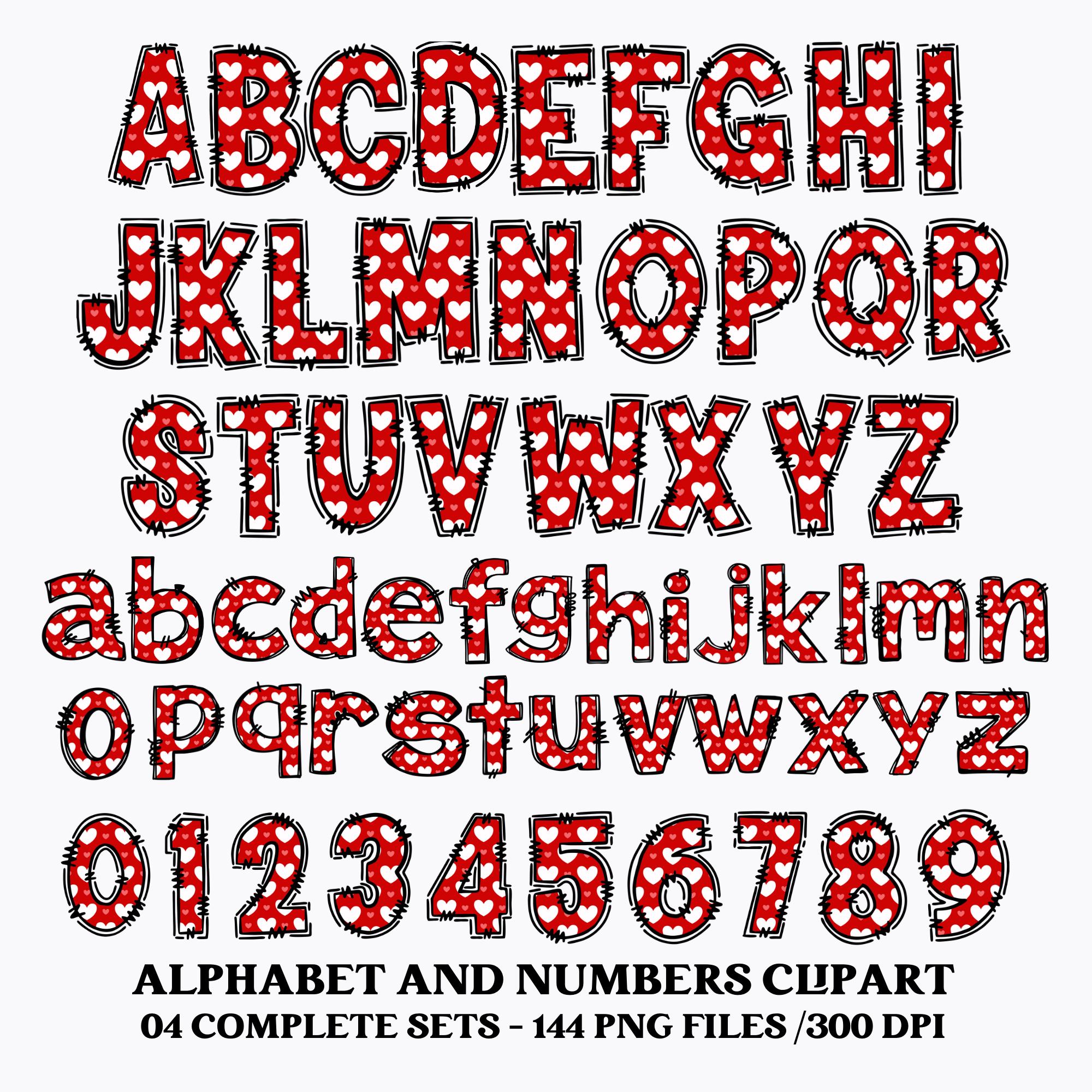 Valentines Day Alphabet Clipart PNG. 4 Styles With Valentine Day ...