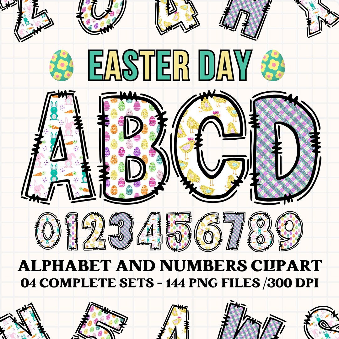 Easter Day Alphabet Clipart Letters 300dpi Transparent PNG. 4 Styles ...